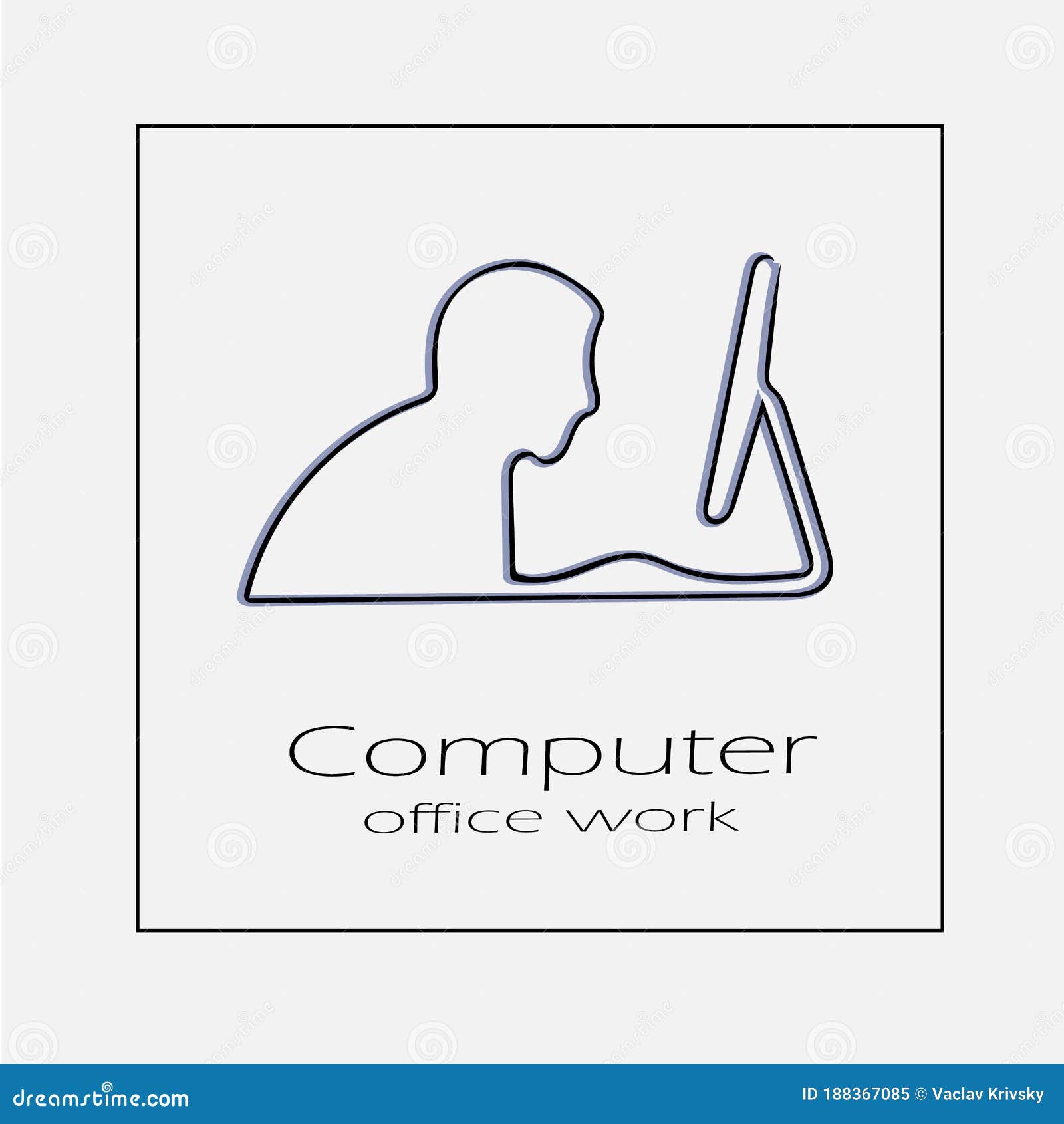 Office Work on Computer. Vector Icon Eps 10 Stock Vector - Illustration ...