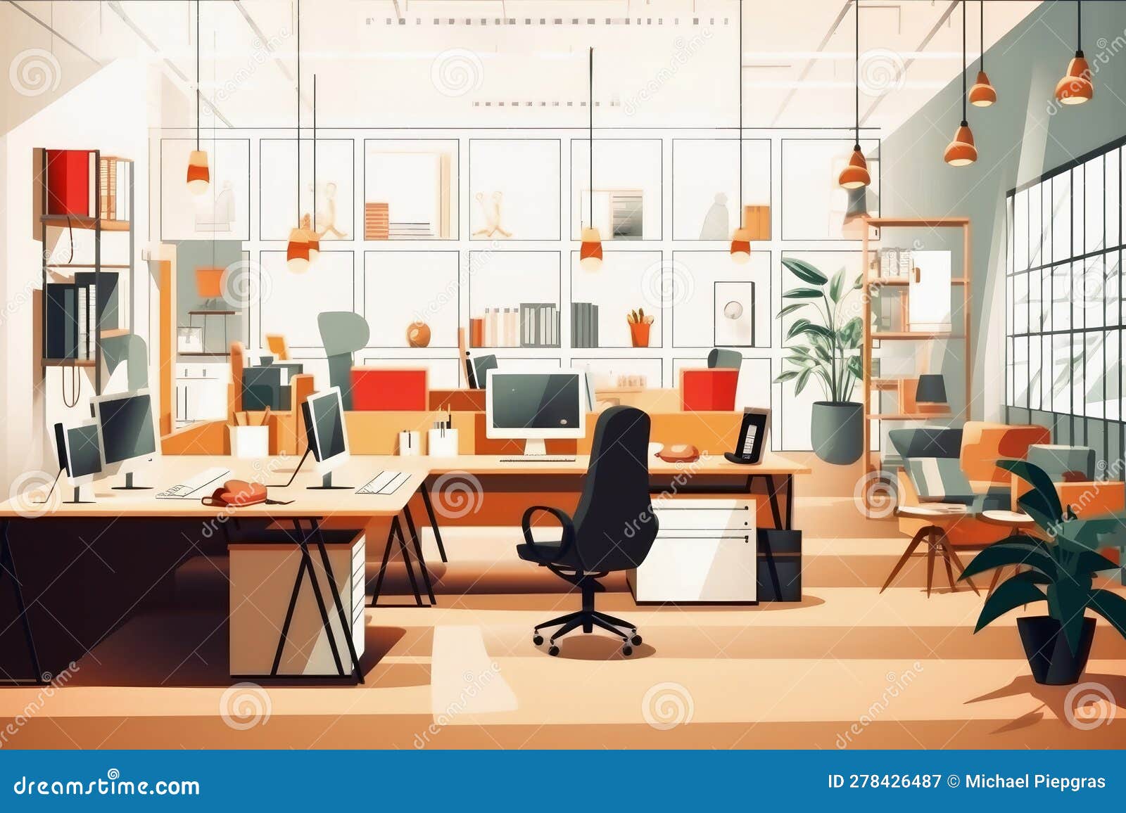 Office Work Concept Illustration Created with Generative AI Technology ...