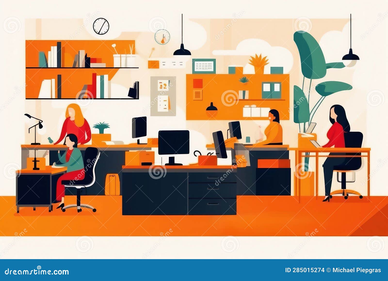 Office Work Concept Illustration Created with Generative AI Technology ...