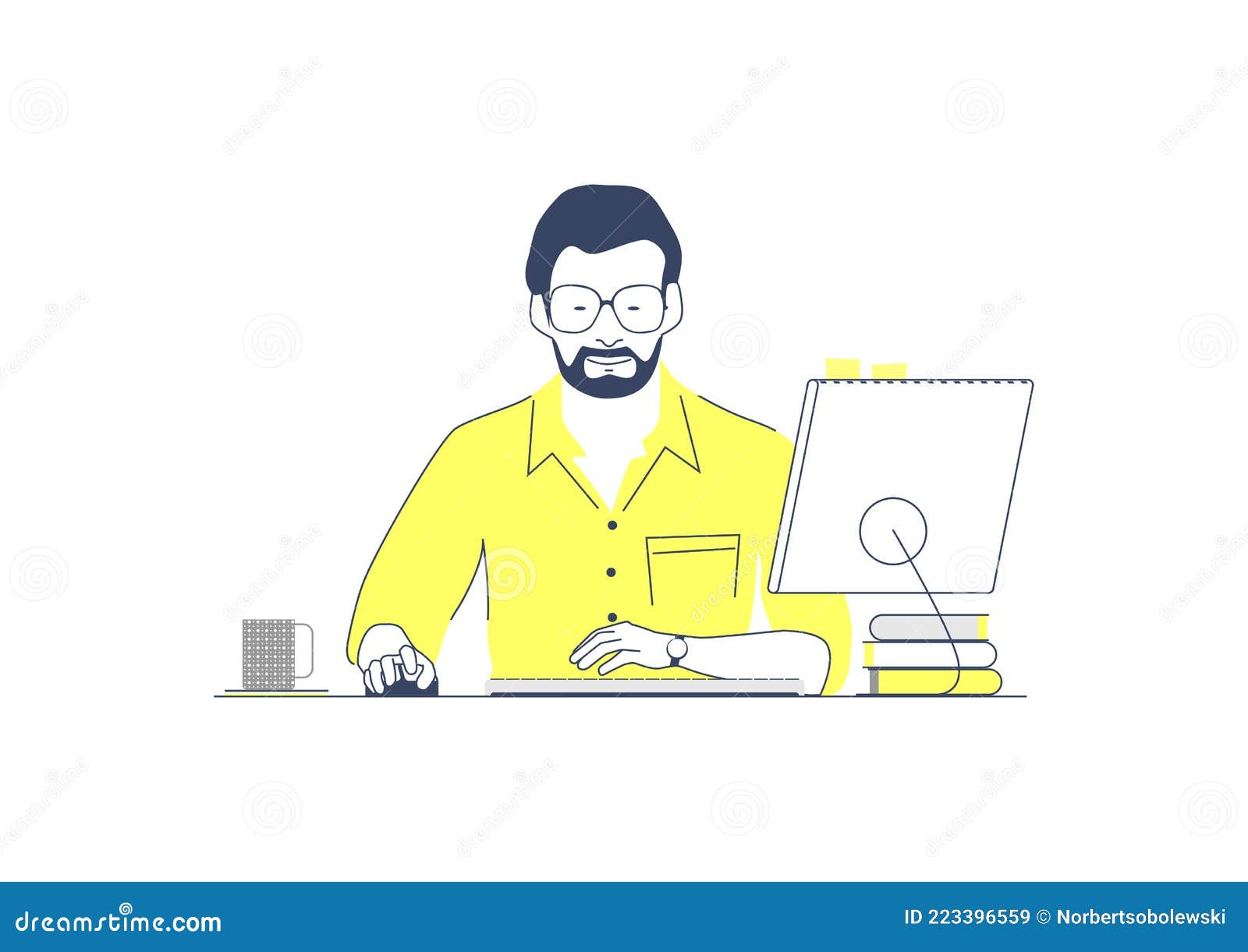 Office Work Flat Vector Concept with Limited Colours. Stock Vector ...