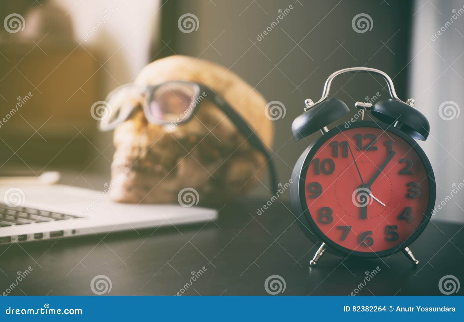Office Work Deadline with Dead Person Skull. Stock Photo - Image of ...