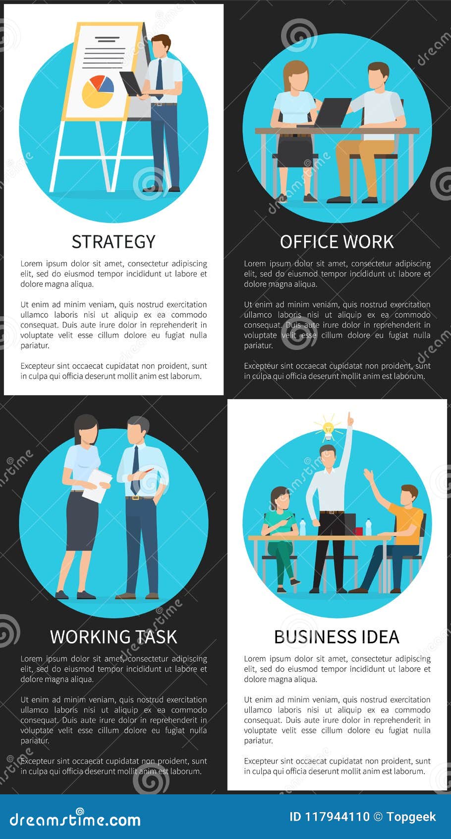 Office Work and Business Idea Vertical Posters Stock Vector ...