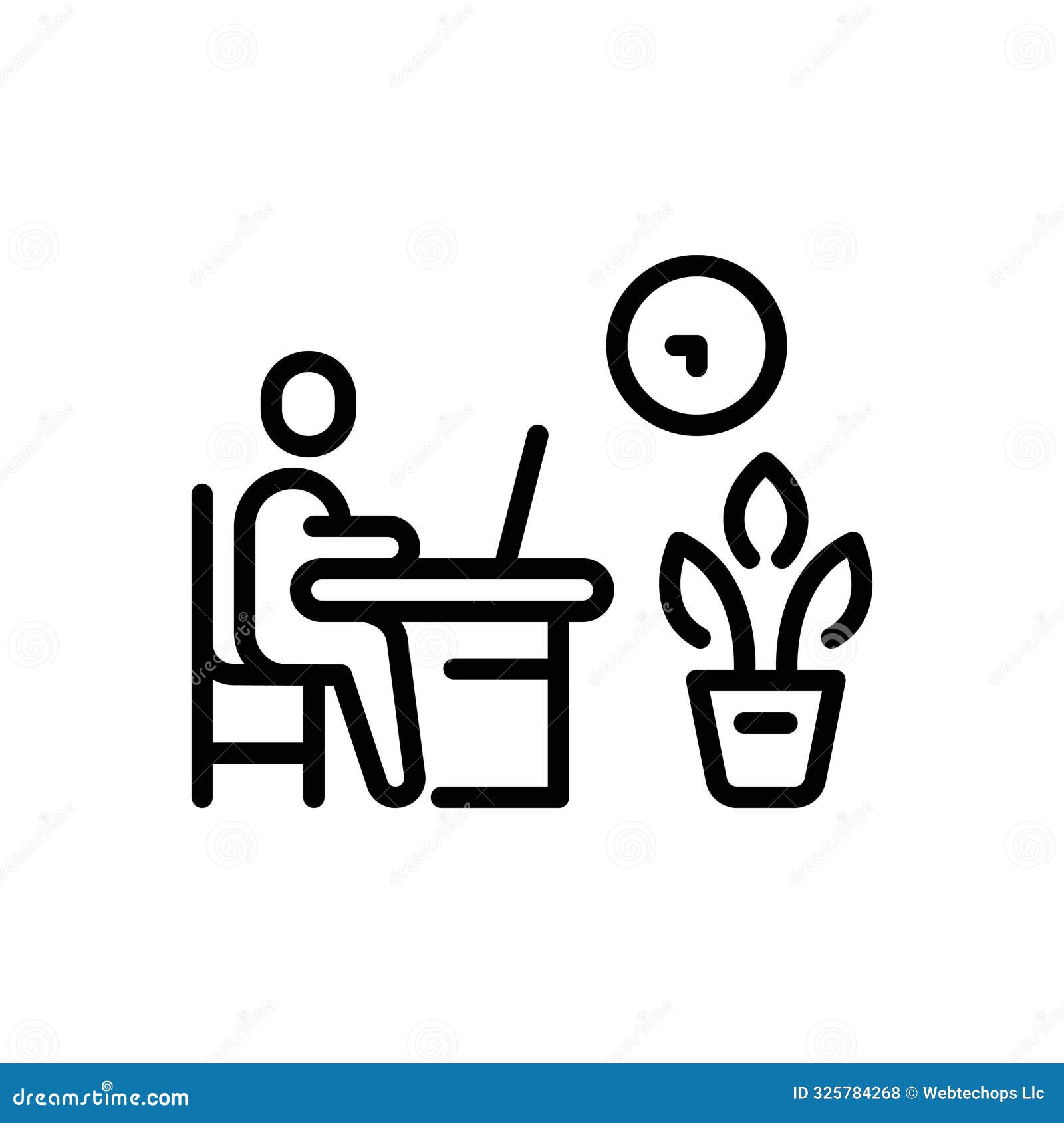 Black Line Icon for Office Work, Office and Employee Stock Illustration ...