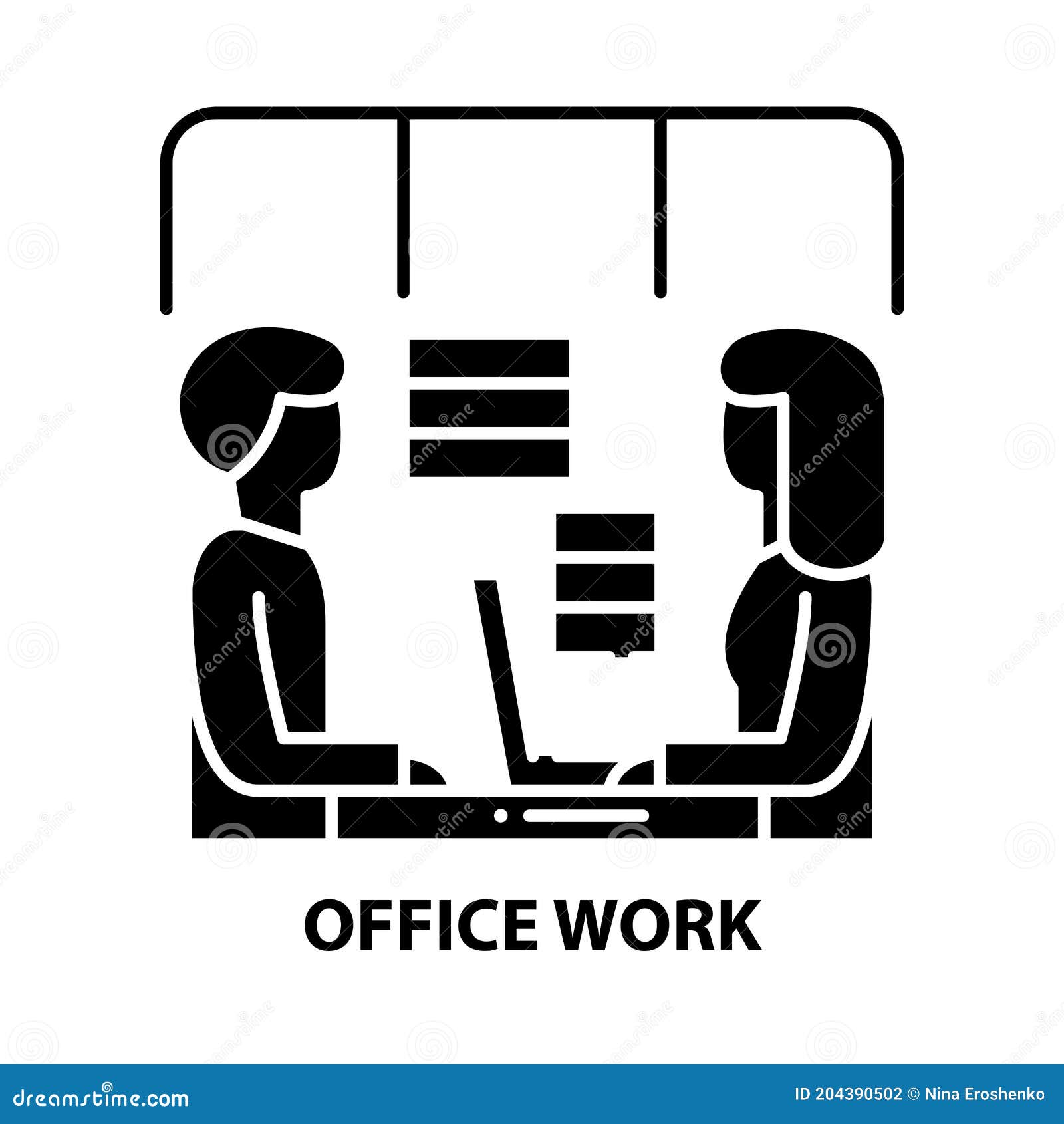 Office Work Icon, Black Vector Sign with Editable Strokes, Concept ...