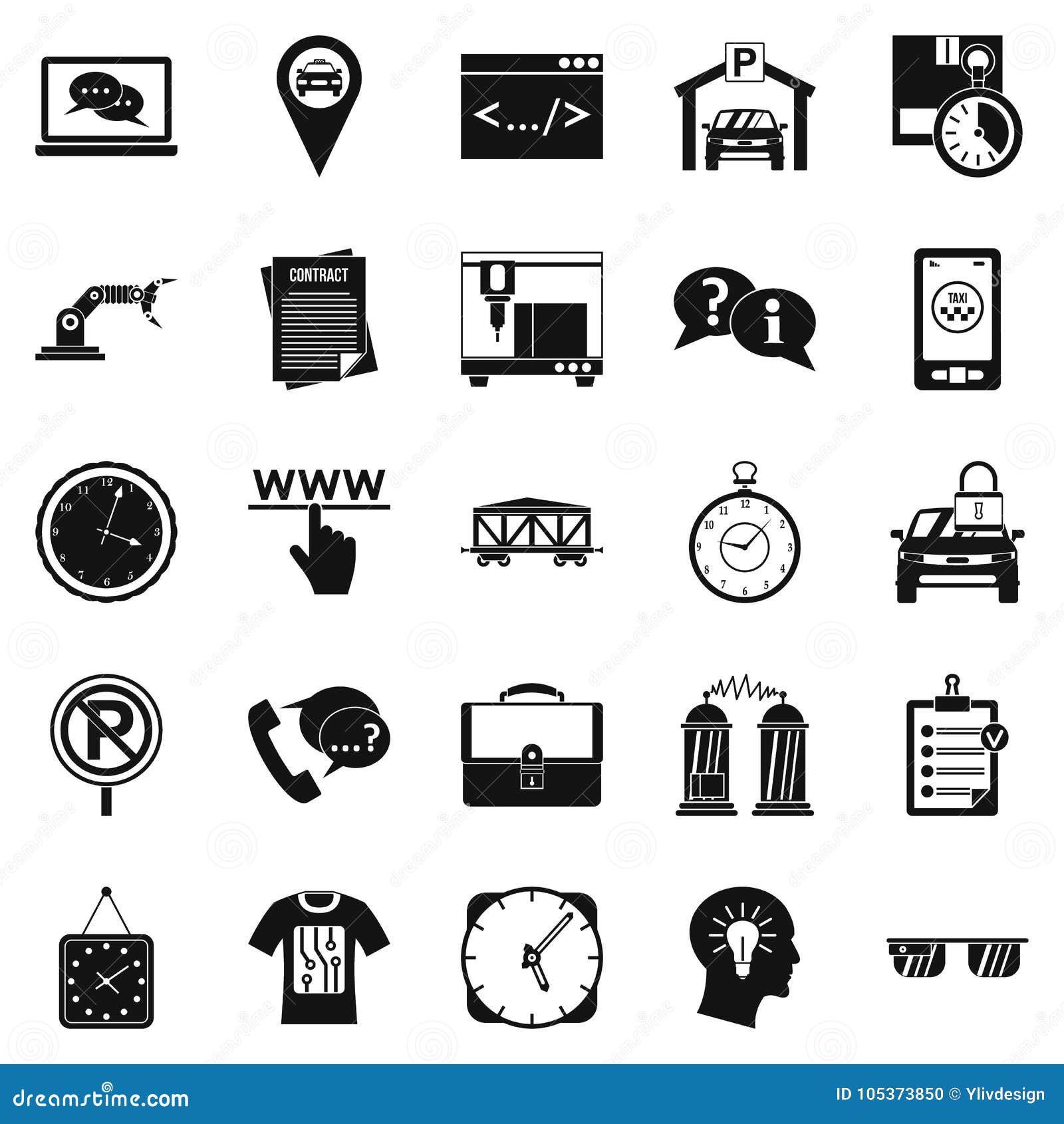 Office Work Icons Set, Simple Style Stock Vector - Illustration of ...