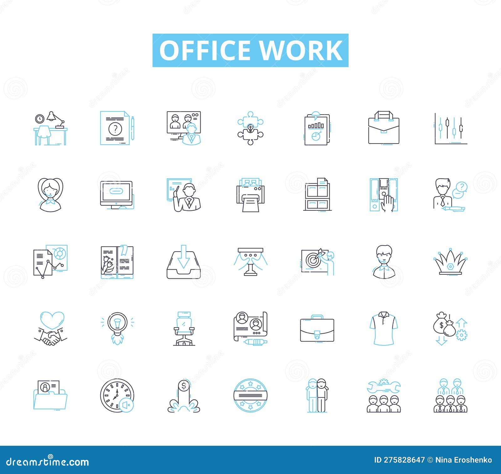 Office Work Linear Icons Set. Collaboration, Productivity, Organization ...