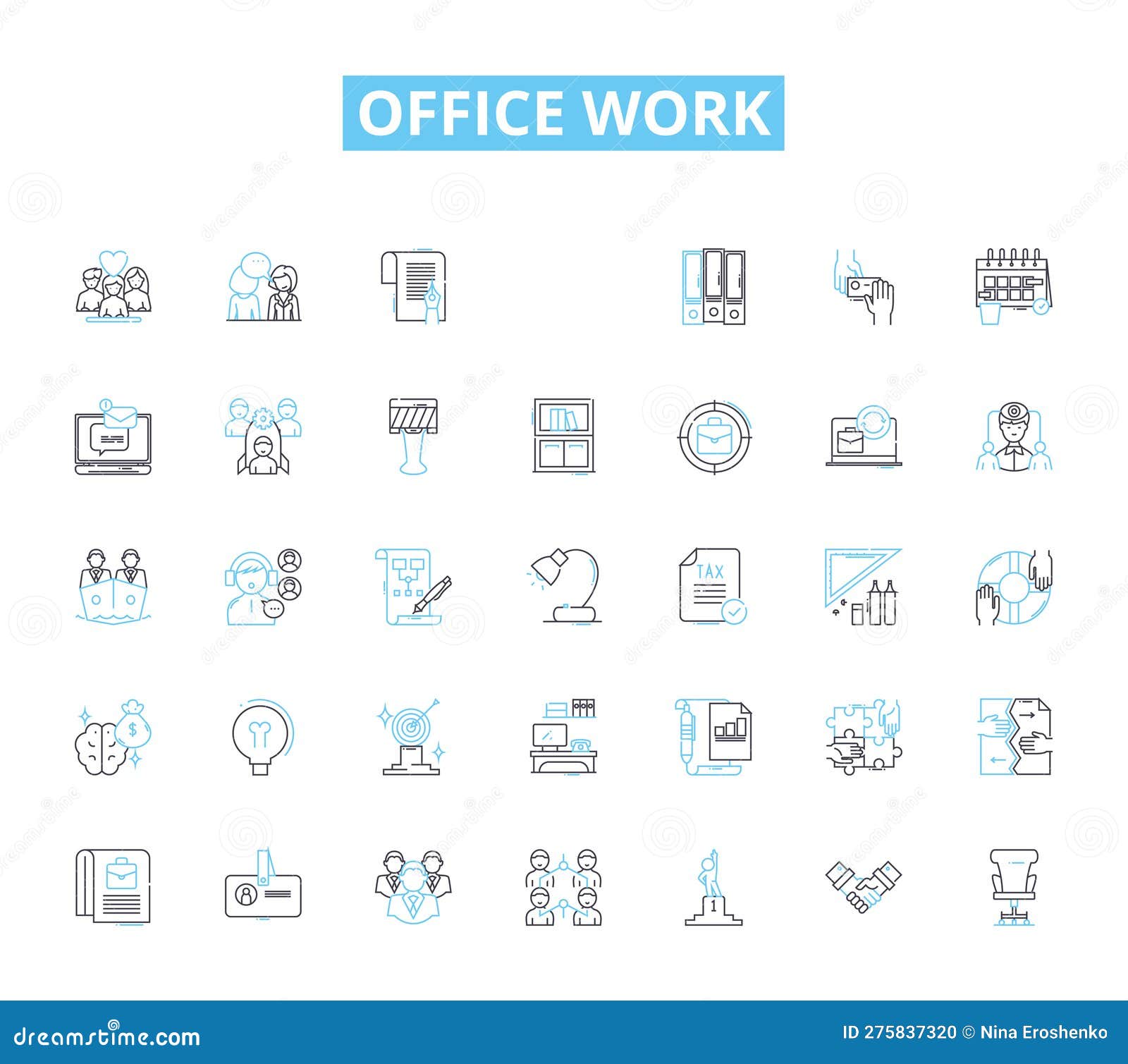 Office Work Linear Icons Set. Collaboration, Productivity, Organization ...