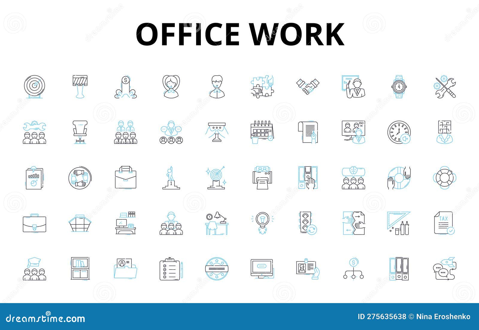 Office Work Linear Icons Set. Collaboration, Productivity, Organization ...