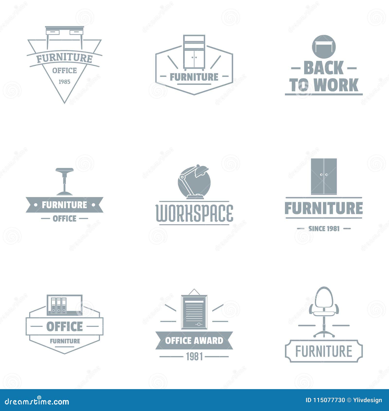 Office Work Logo Set, Simple Style Stock Vector - Illustration of ...