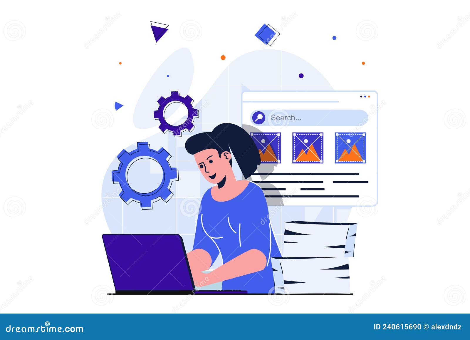 Office Work Modern Flat Concept for Web Banner Design. Stock Vector ...