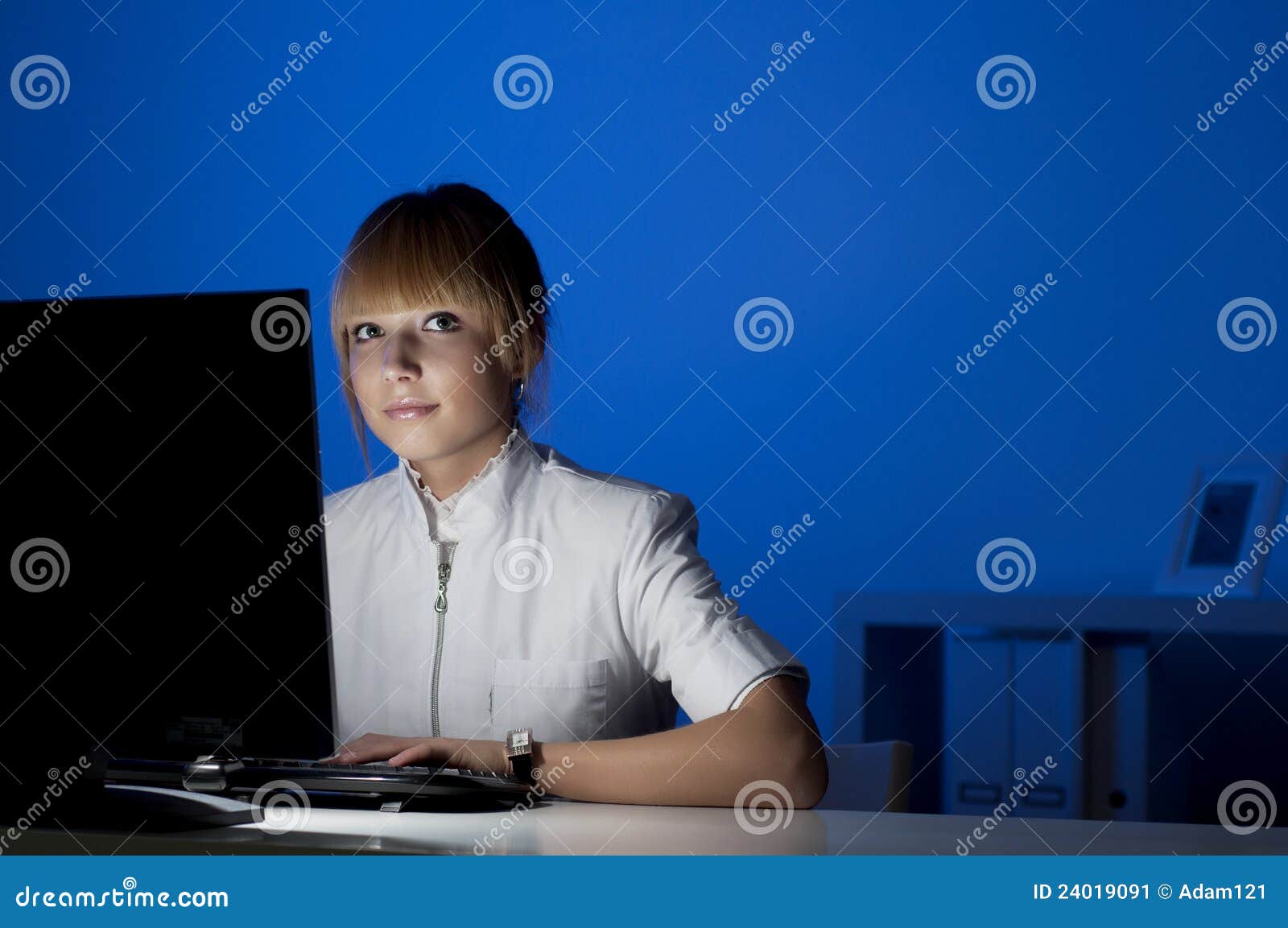 Office work at night stock image. Image of black, interior - 24019091