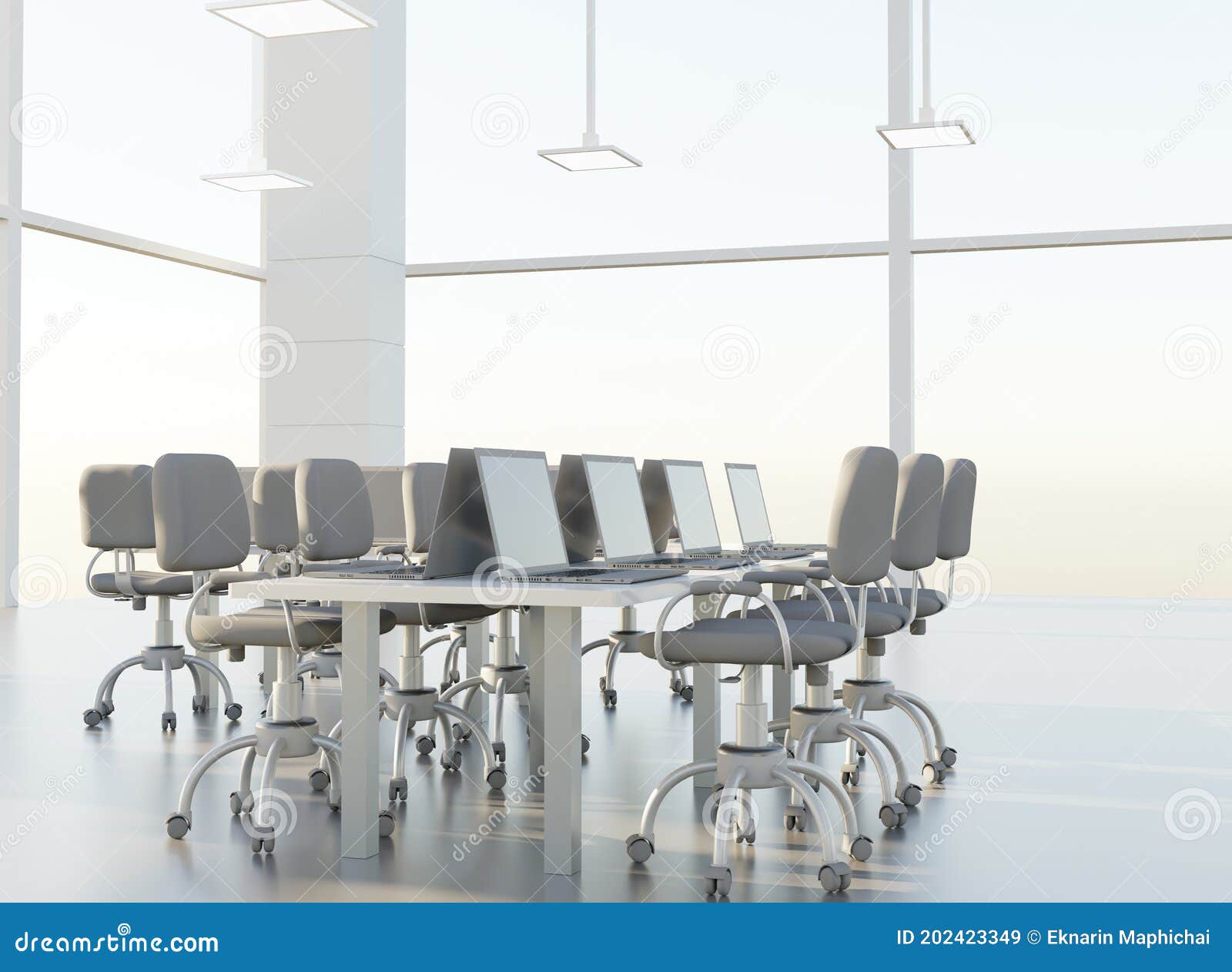The Office and Work Place Interior Scene Stock Illustration ...