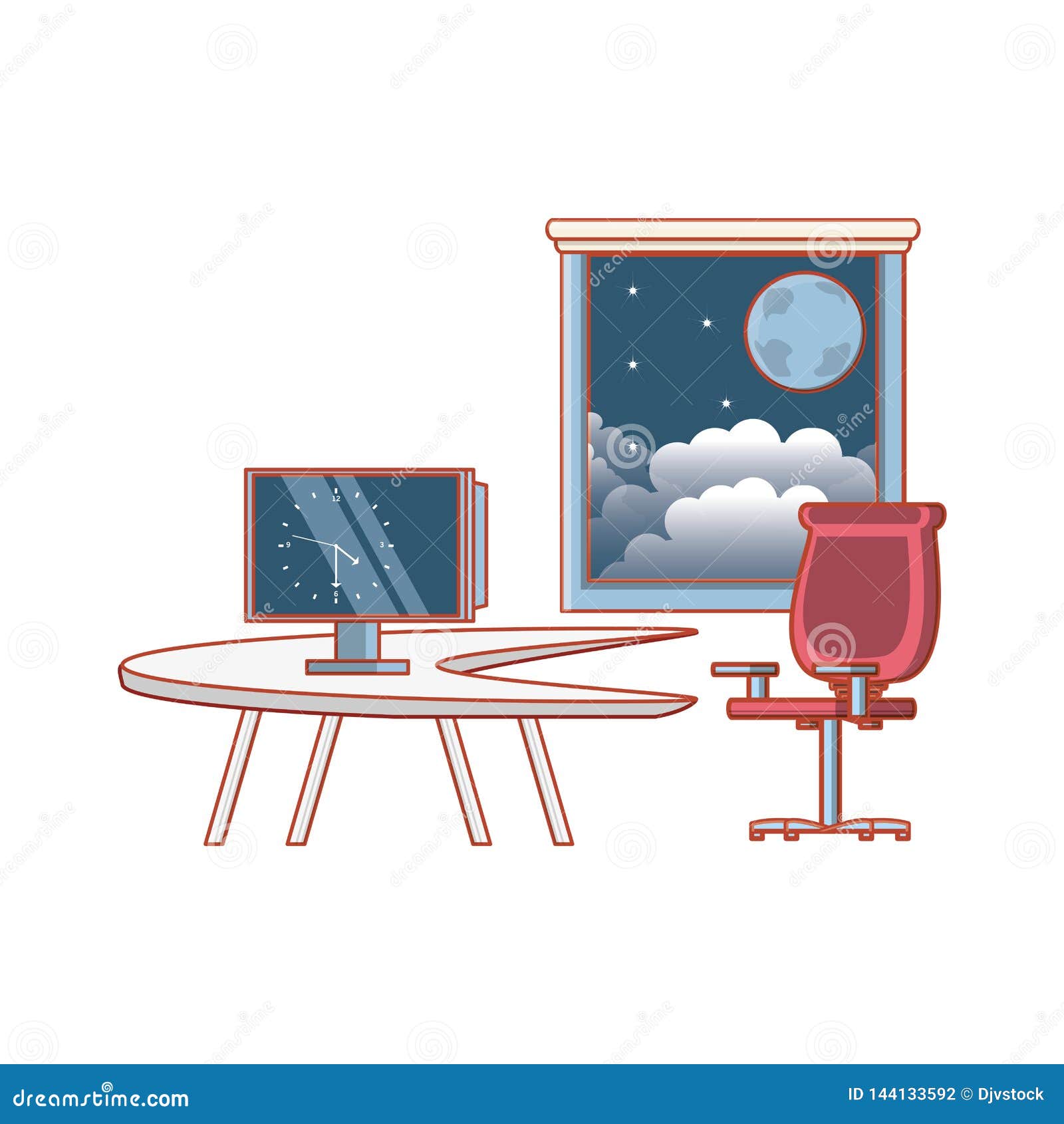 Office Work Place Isolated Icon Stock Illustration - Illustration of ...