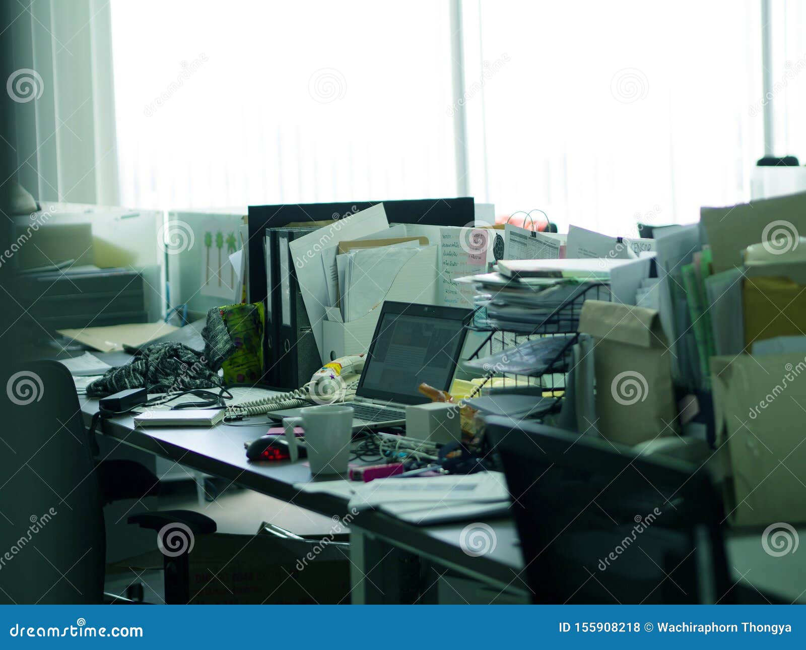 Clutter In Office On The Table. Unwound And Tangled Electrical Computer ...