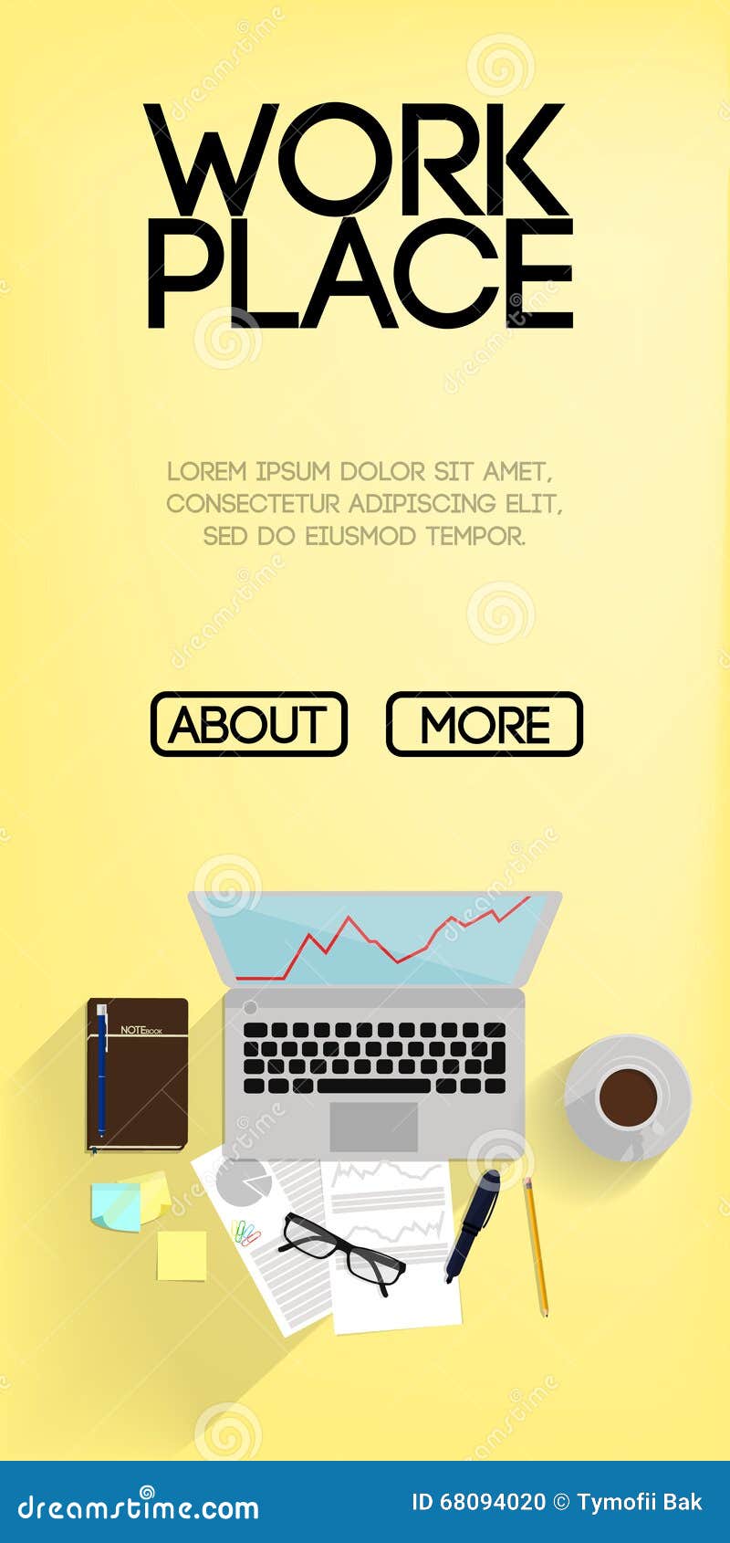 Office Work Place Website Vertical Banner Concept Stock Illustration ...