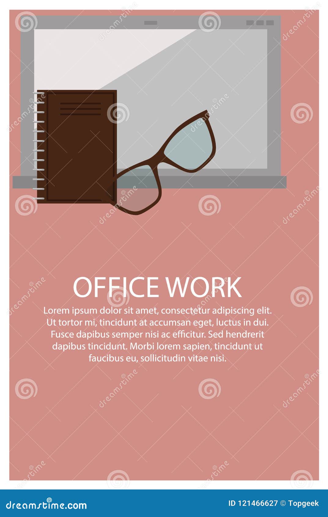 Office Work Poster and Text Vector Illustration Stock Vector ...