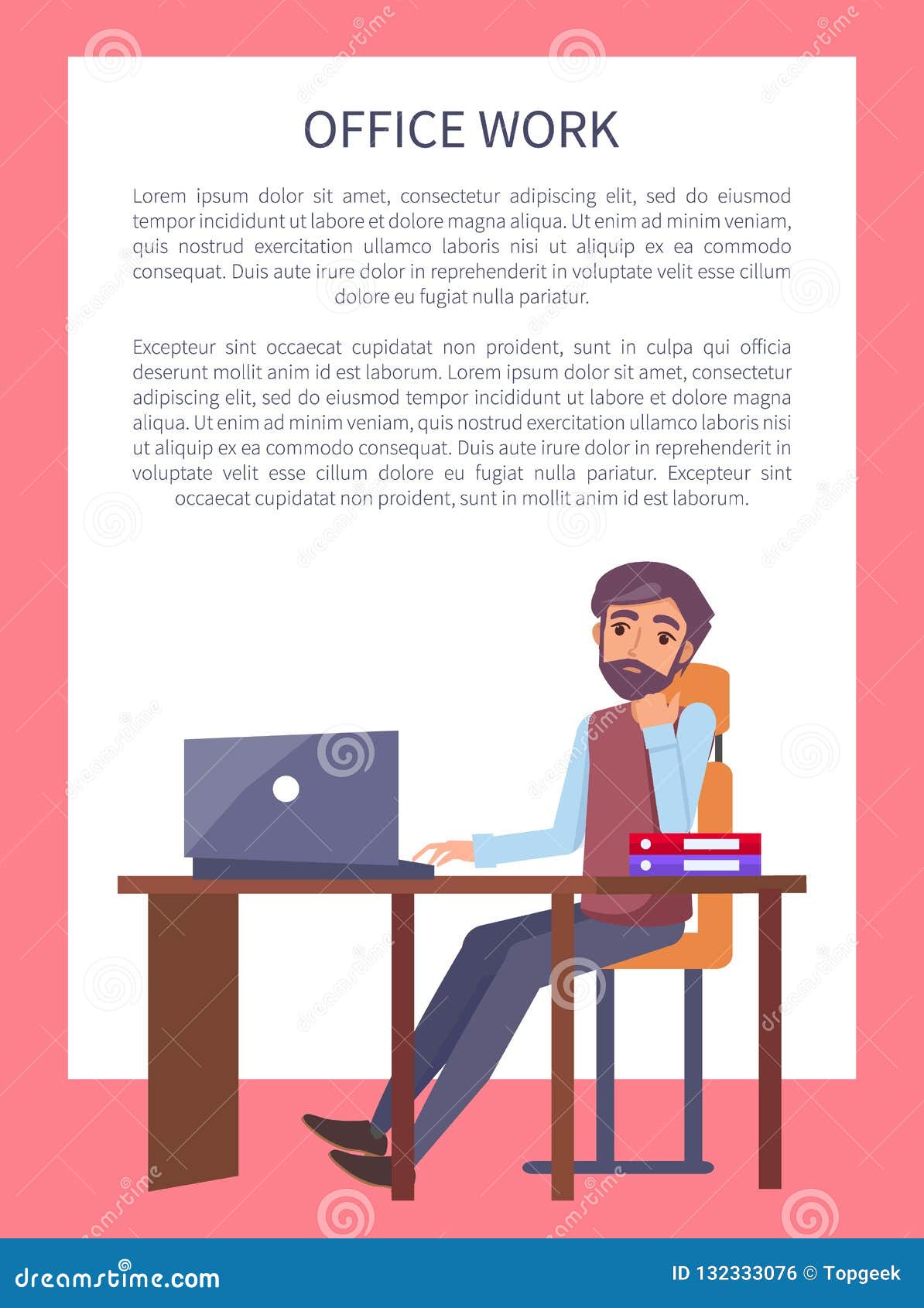 Office Work Poster Text Sample and Man Workplace Stock Vector ...