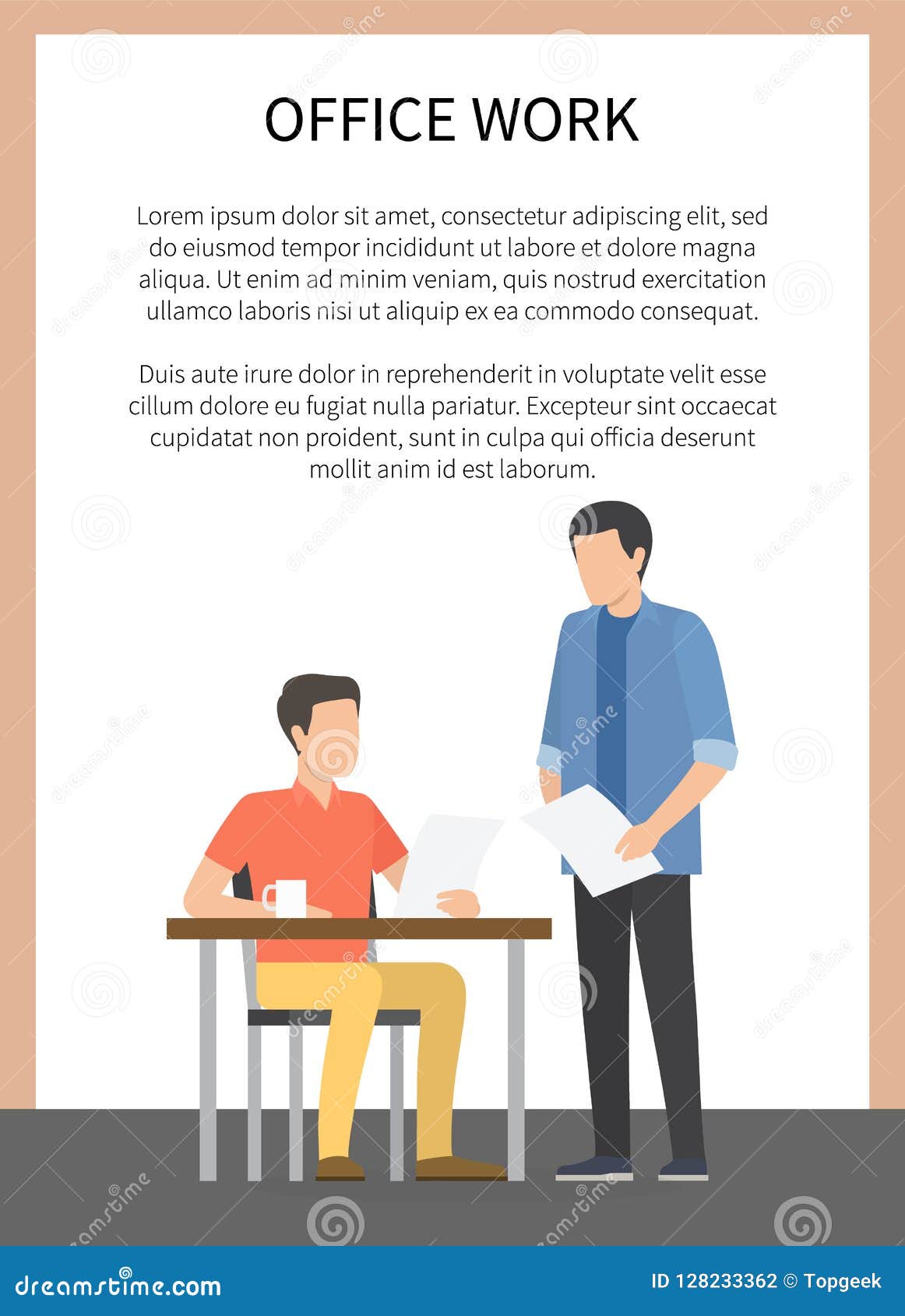 Office Work Poster with Text Vector Illustration Stock Vector ...
