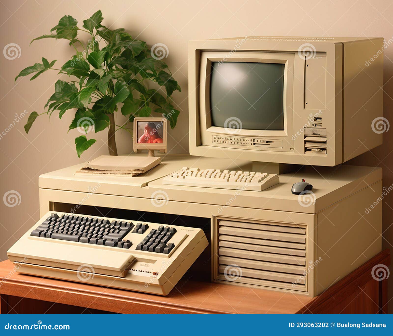 Office Work Room Setup with Classic 90s PC and 1990s Desktop Stock ...