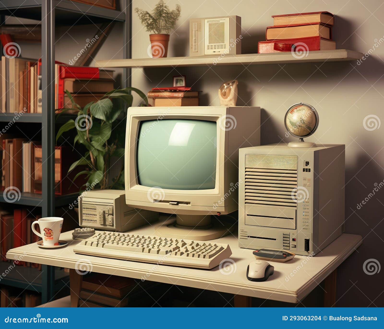 Office Work Room Setup with Classic 90s PC and 1990s Desktop Stock ...