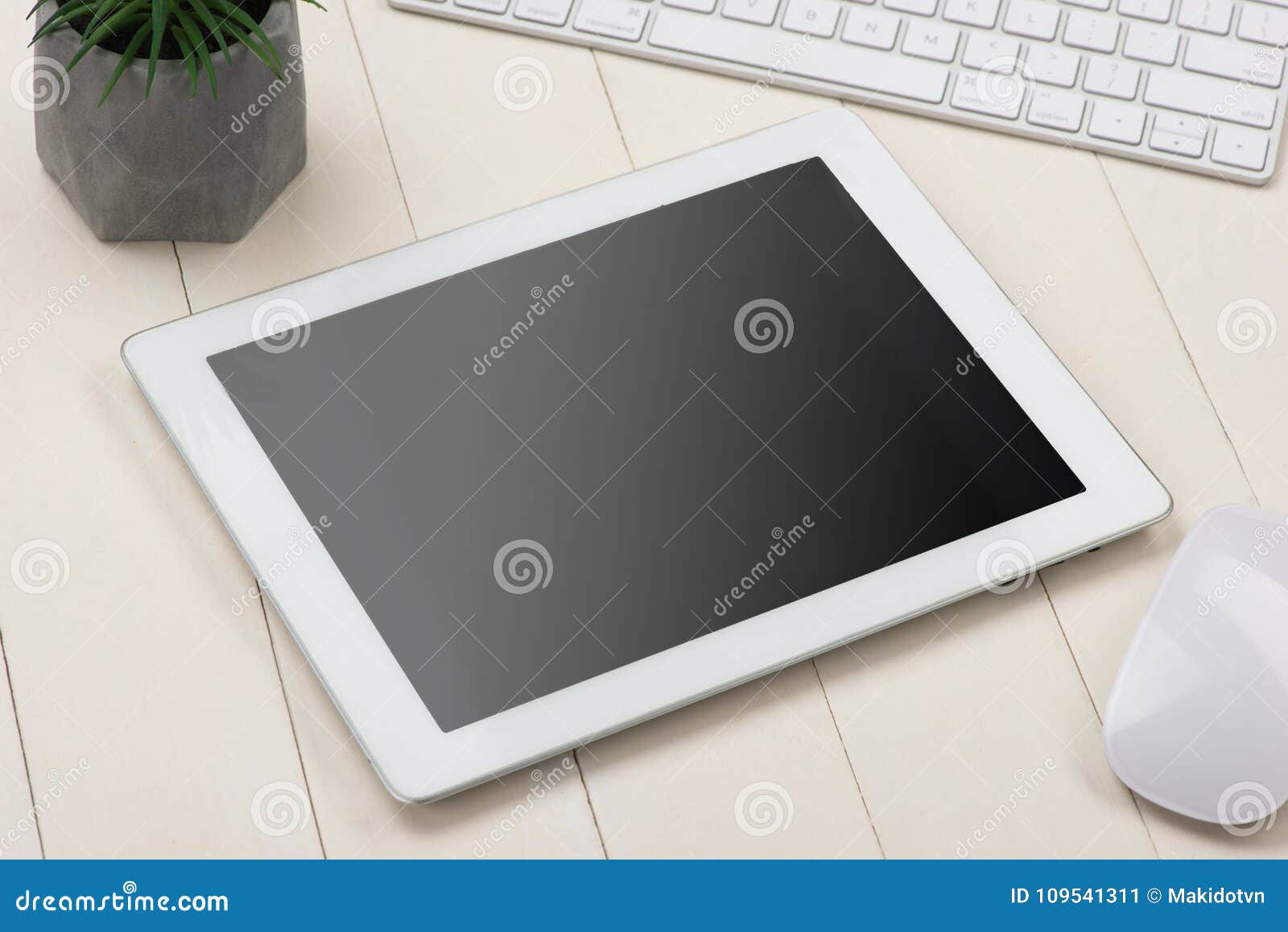 Office Work Table with Digital Tablet Screen Mock Up. Editorial Photo ...