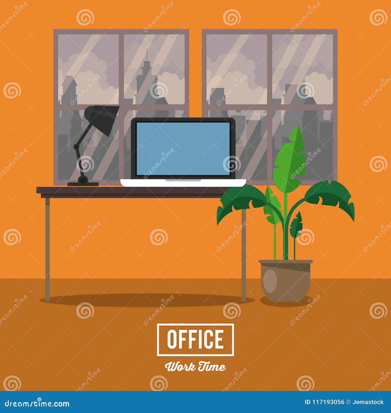 Office work time stock vector. Illustration of laptop - 117193056