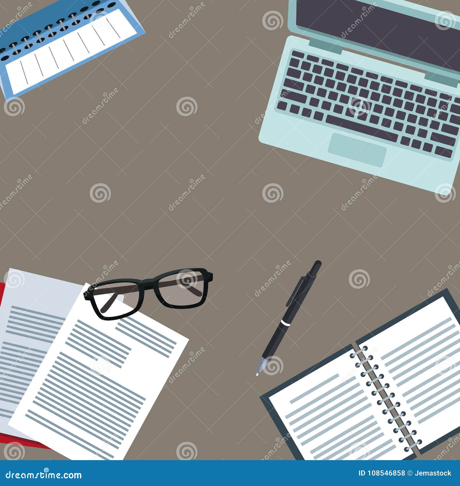 Office work topview stock vector. Illustration of indoors - 108546858