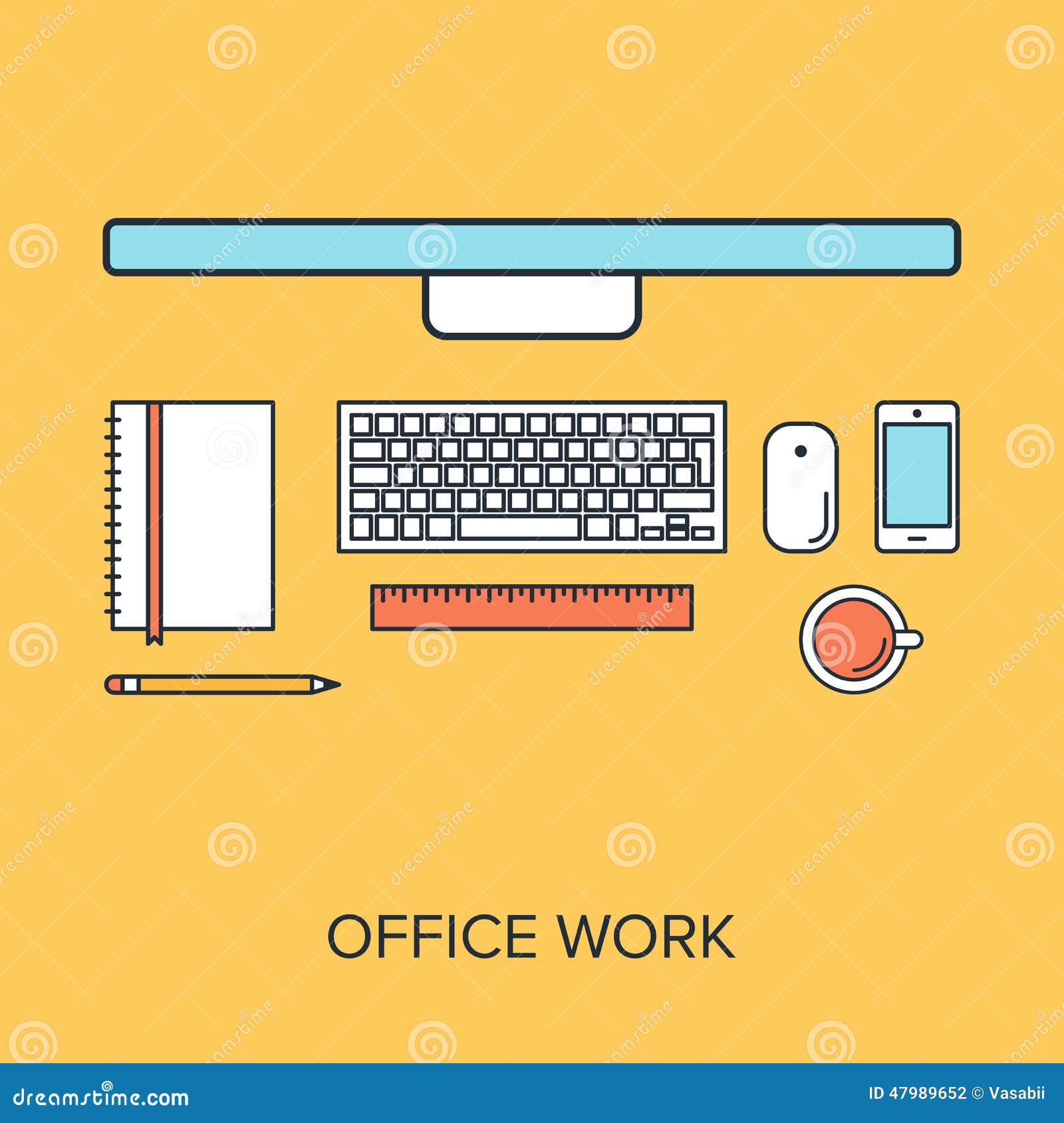 Office Work stock vector. Illustration of mobile, idea - 47989652
