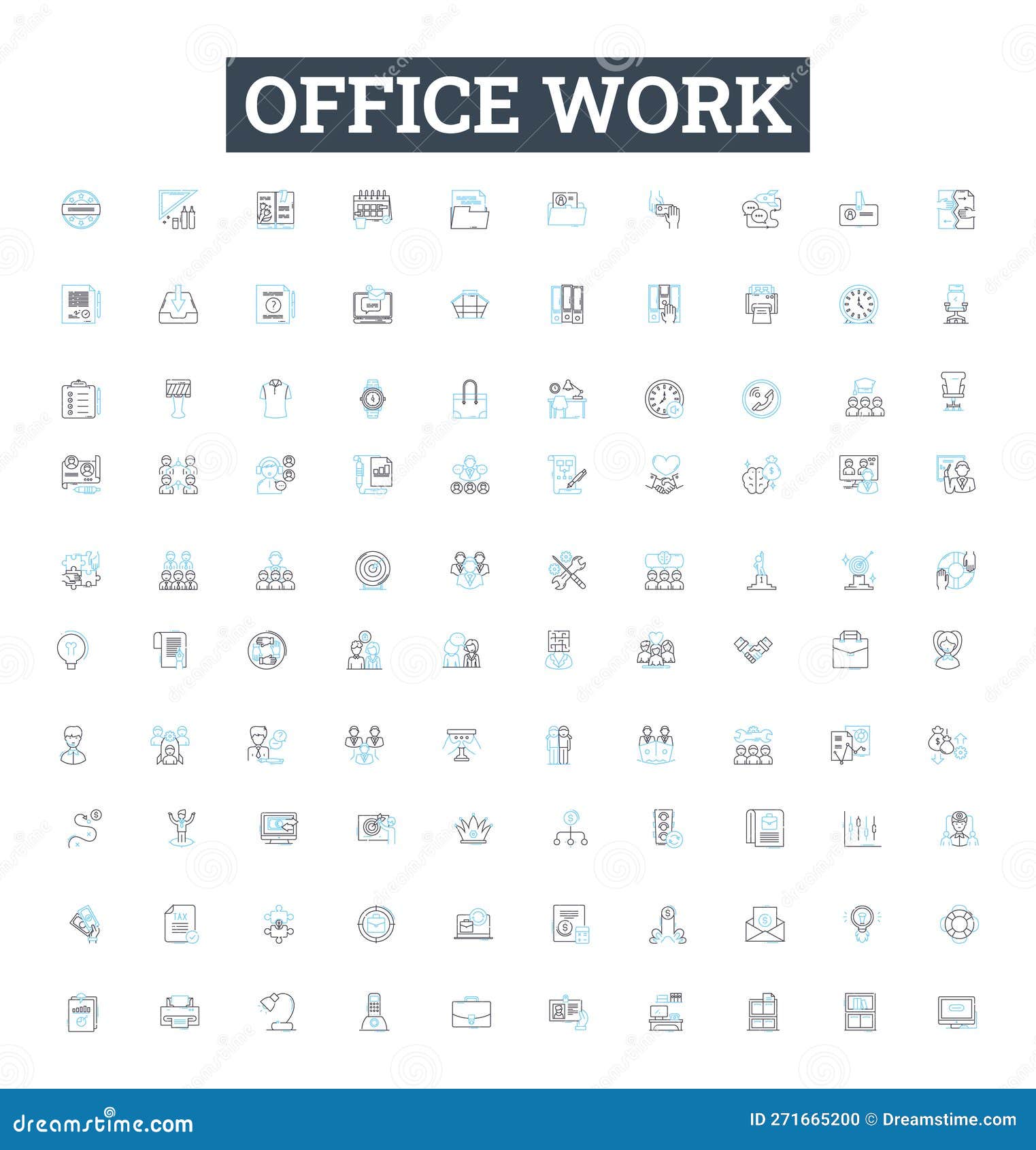 Office Work Vector Line Icons Set. Office, Work, Documents ...
