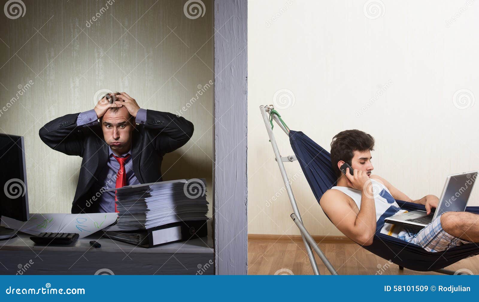 Office Work Vs Freelance, Concept Stock Image - Image of freelancer ...