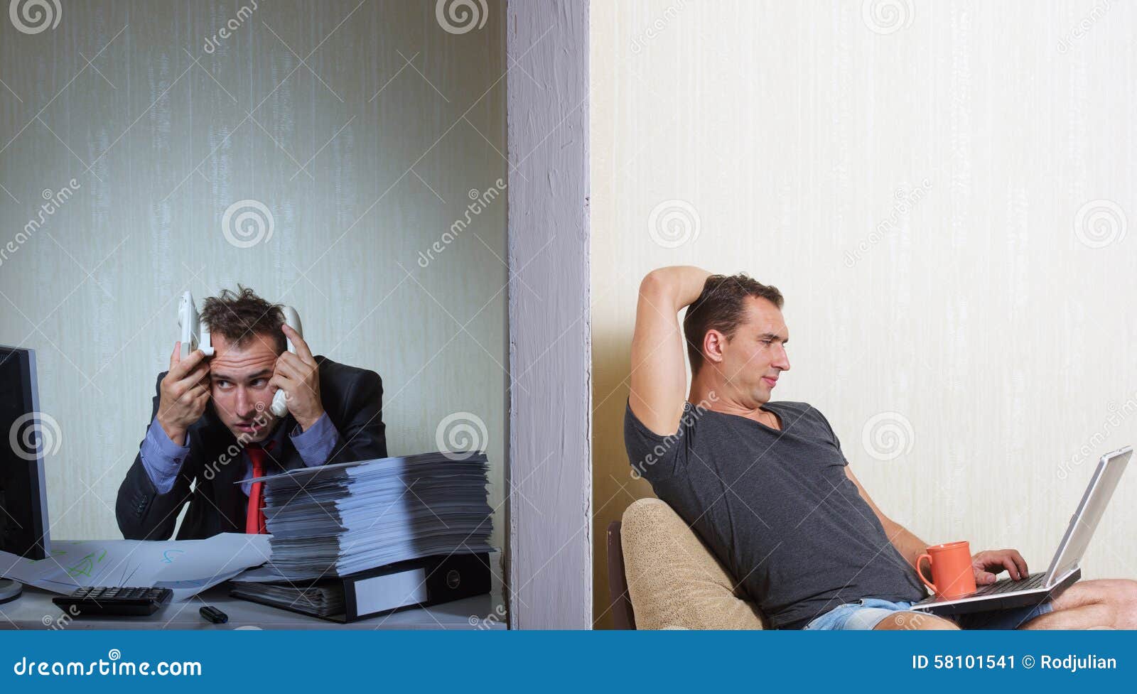 Office Work Vs Freelance, Concept Stock Image - Image of freelancer ...