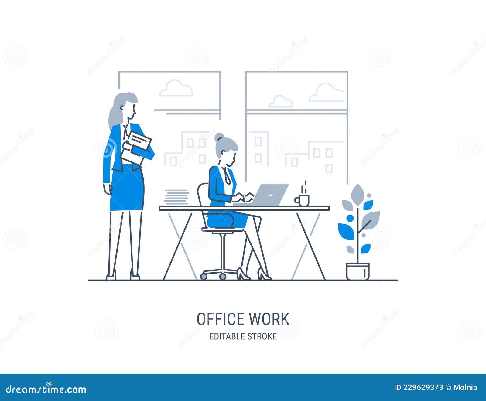 Office Workers Talking and Working Stock Vector - Illustration of ...