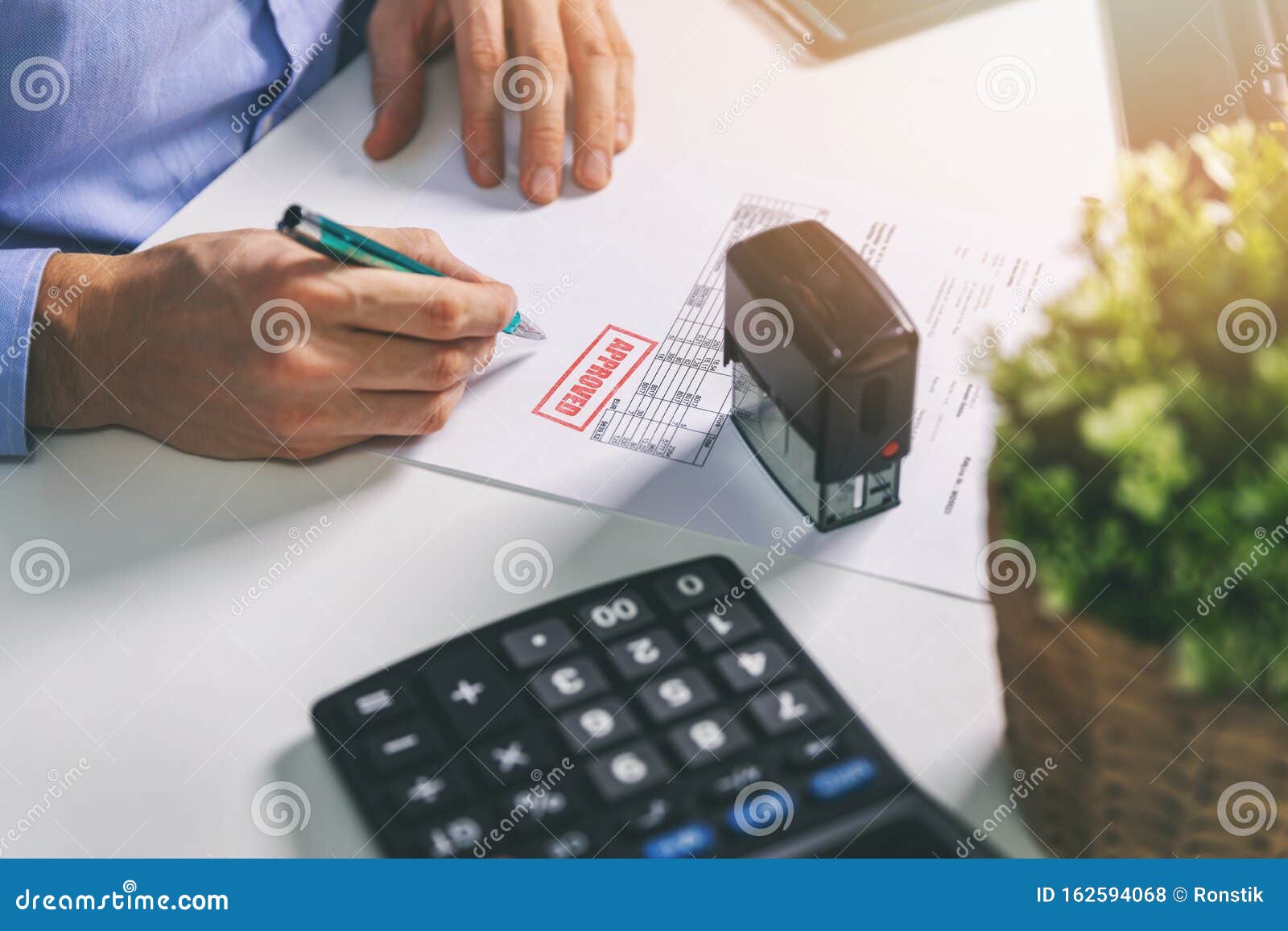 Office Worker Accepting and Signing Procurement Bill Stock Photo ...