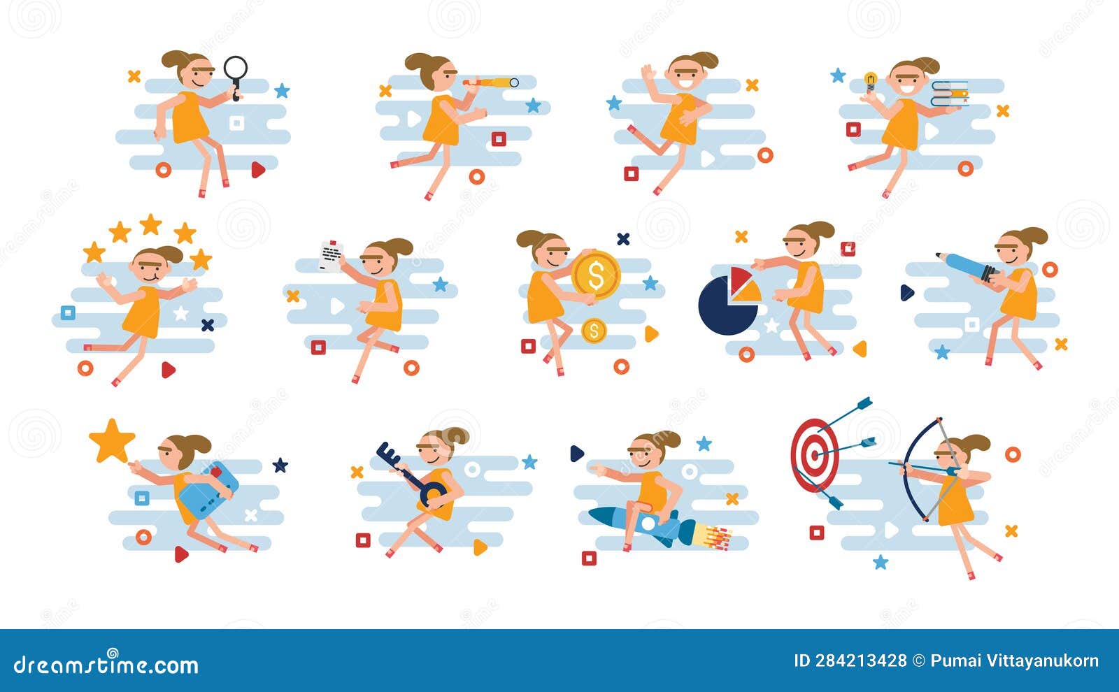 Office Worker Act in a Variety of Ways Many Scenes, Floating in the Air ...