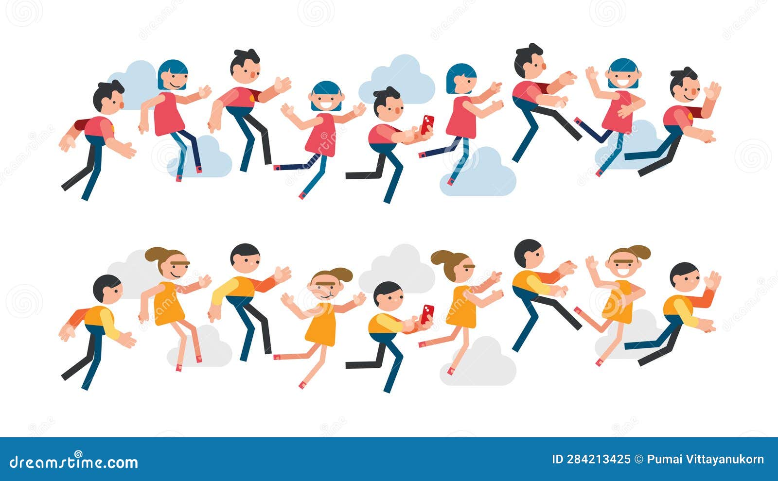 Office Worker Act in a Variety of Ways Many Scenes, Floating in the Air ...