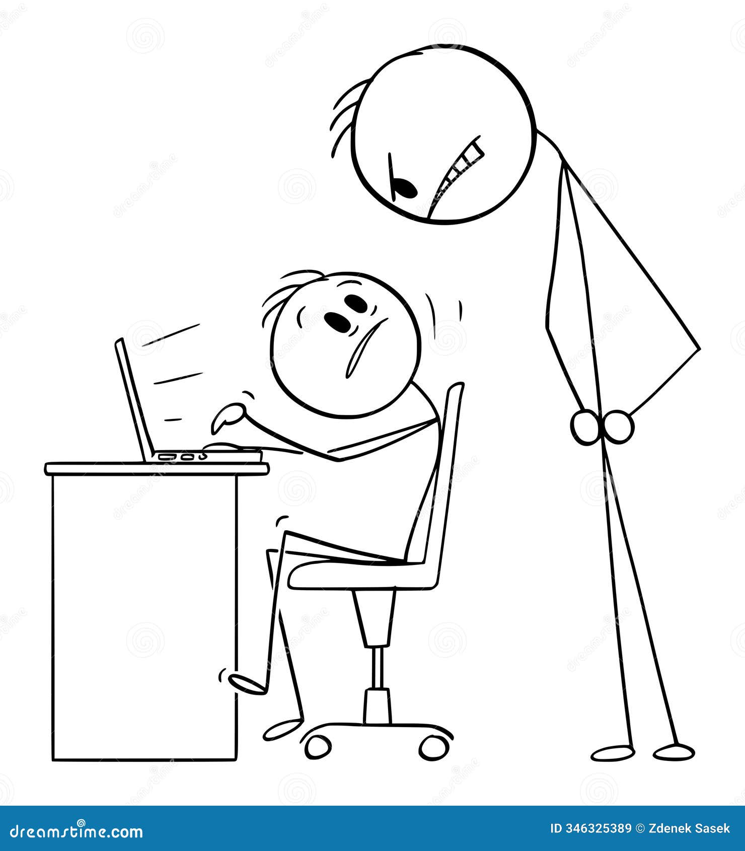 Office Worker and Angry Boss , Vector Cartoon Stick Figure Illustration ...
