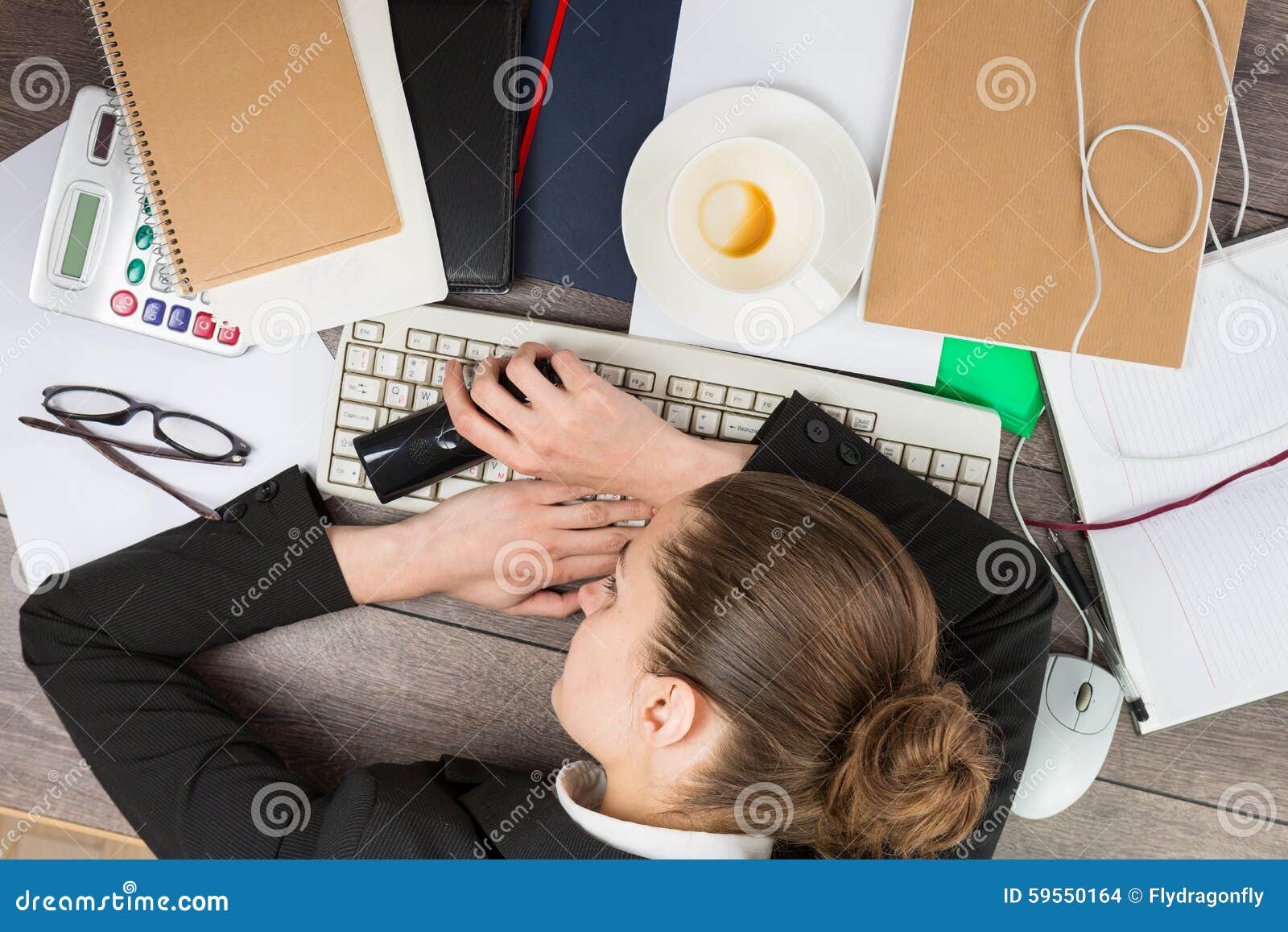Office Worker Asleep at His Desk Stock Photo - Image of desk, fatigue ...