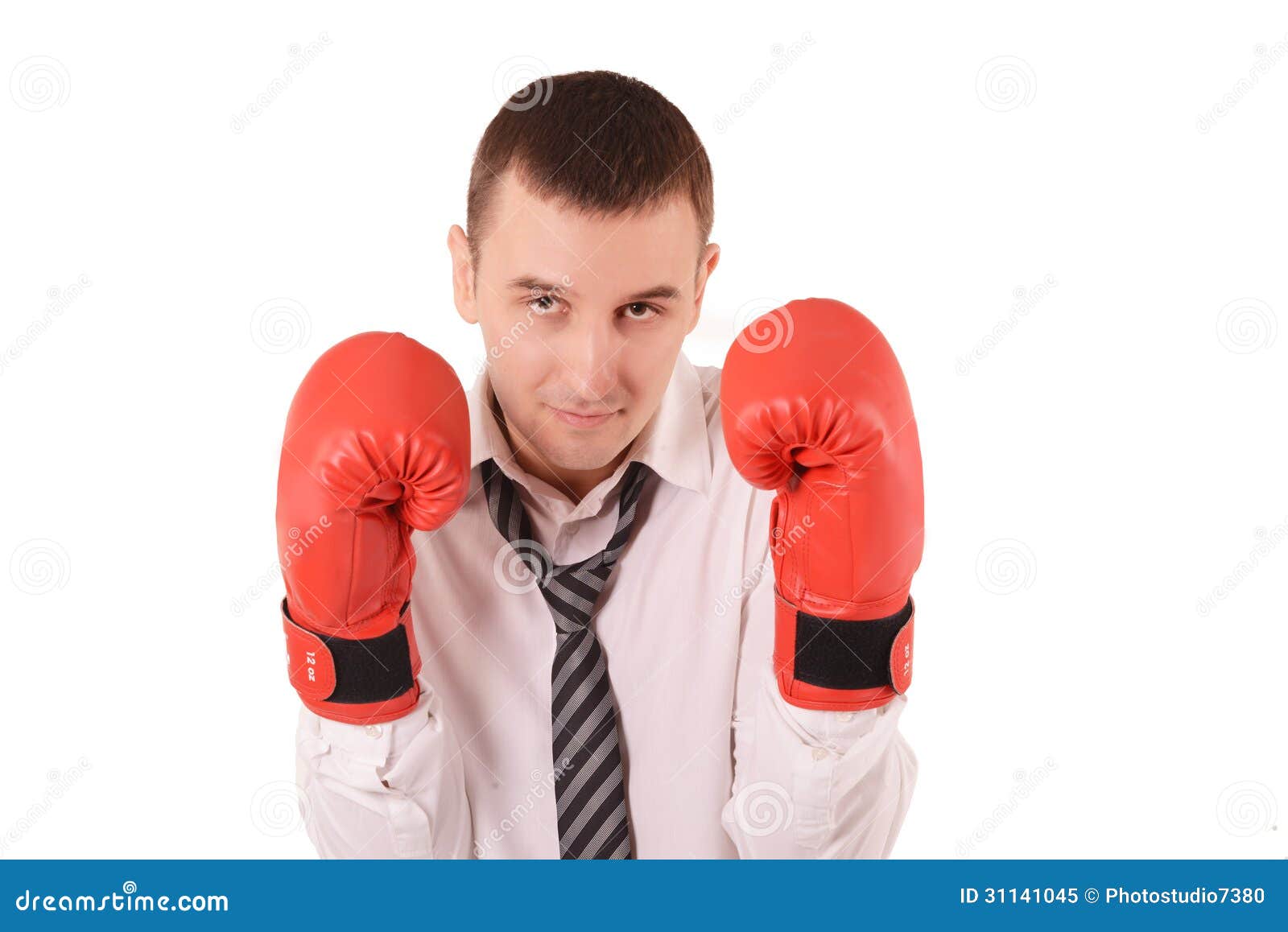 Office Worker with Boxing Gloves Stock Image - Image of male, office ...