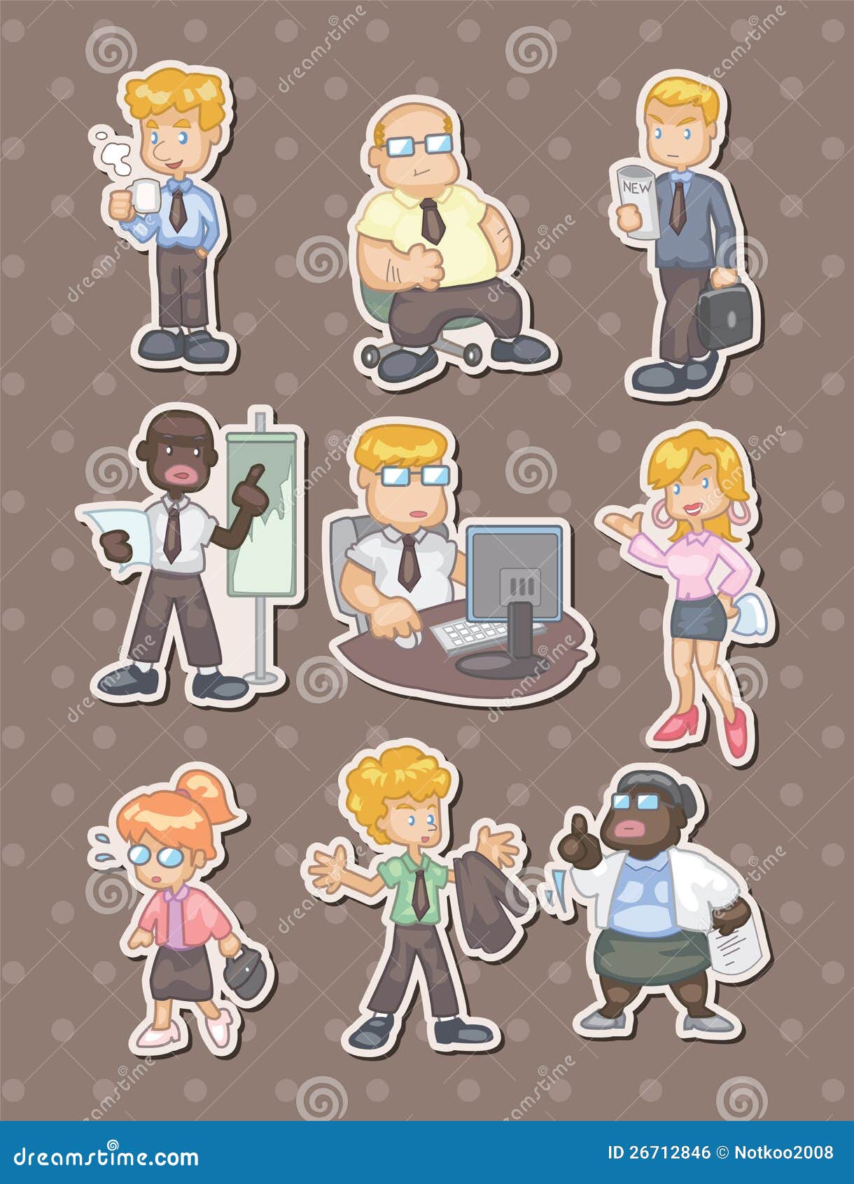 Office Worker,businessman Stickers Stock Vector - Illustration of black ...