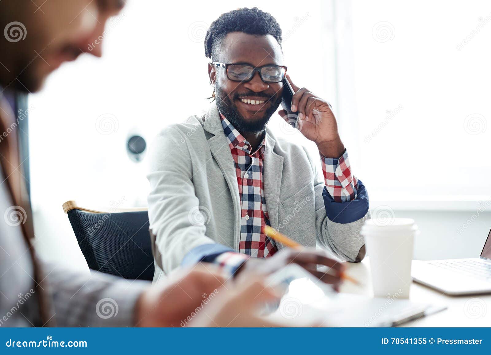 Office worker calling stock image. Image of business - 70541355