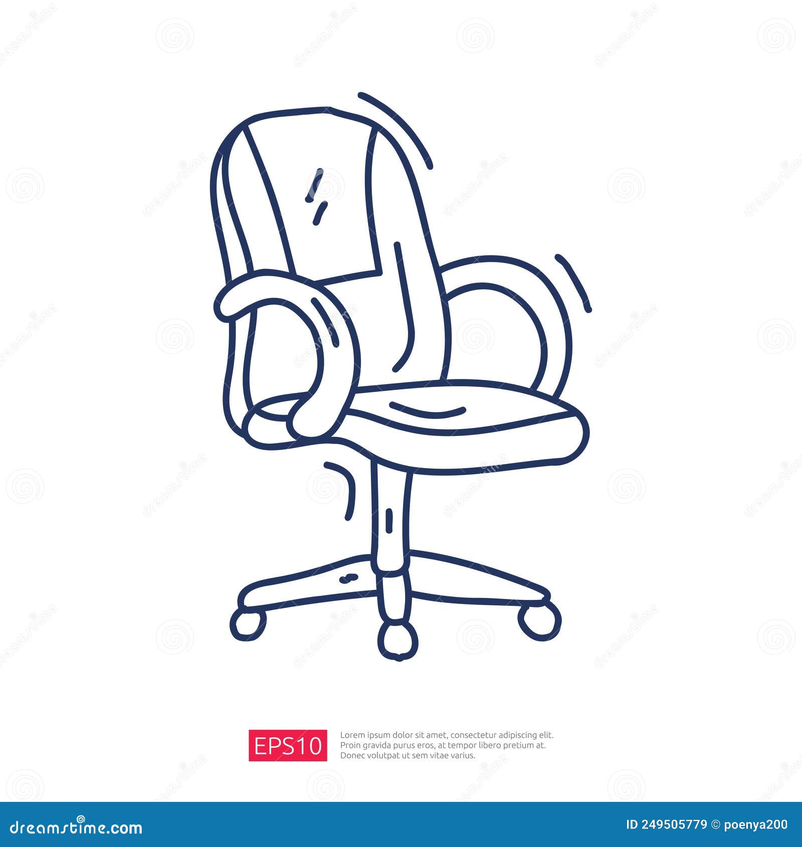 Office Worker Chair Doodle Icon Stock Vector - Illustration of icon ...