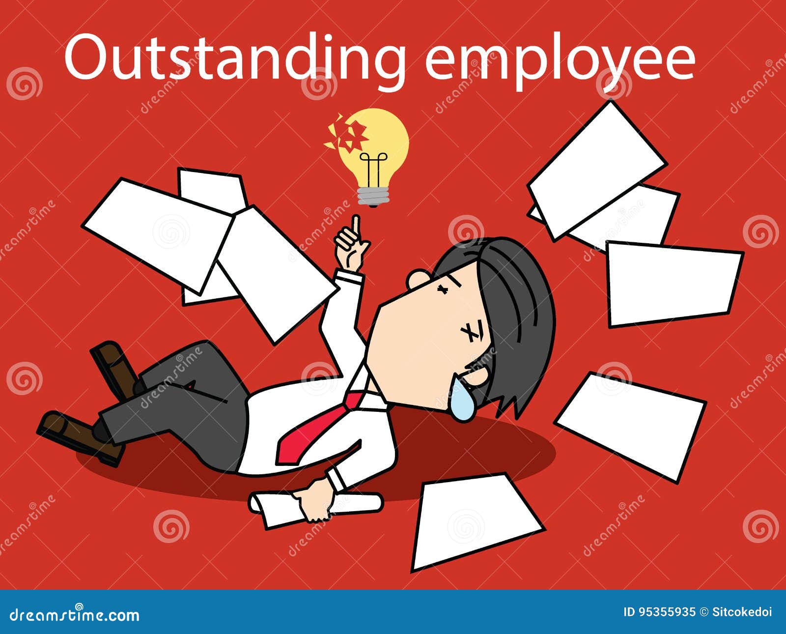 Office Worker Character Has Lot of Works a Long Time Stock Vector ...