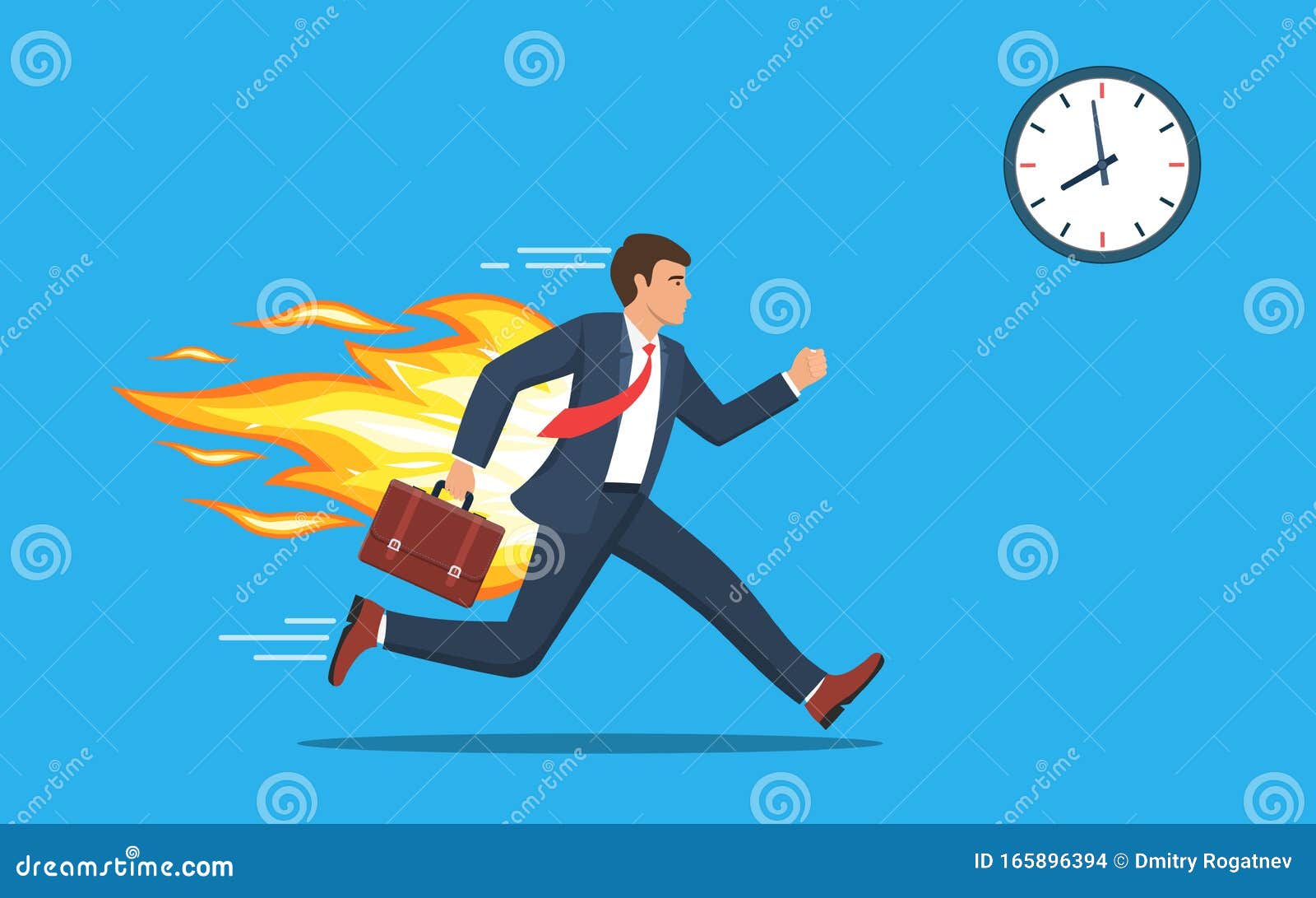 Office Worker Character Running with Back on Fire. Stock Vector ...