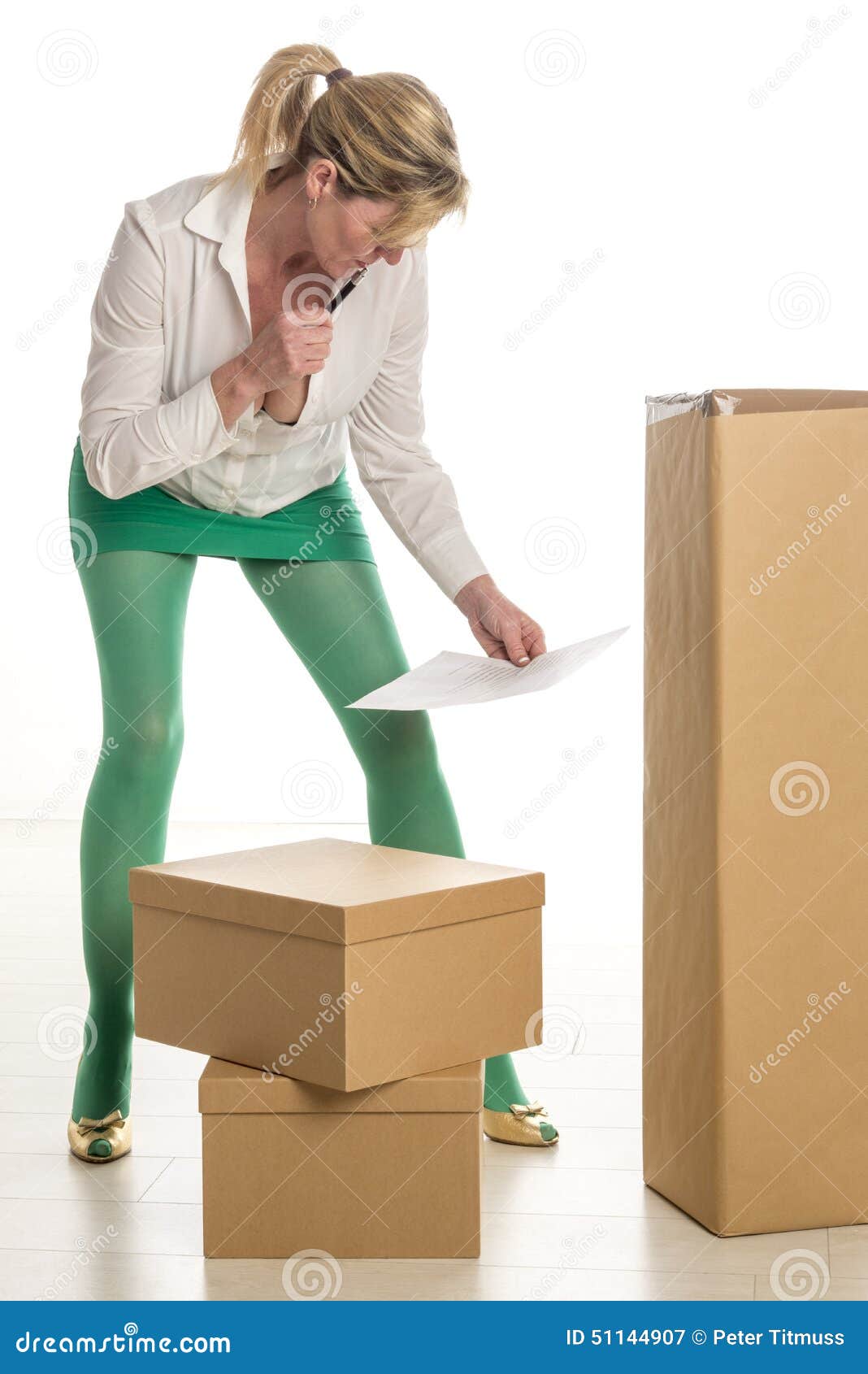 Office Worker Checking Delivery Stock Image - Image of female ...