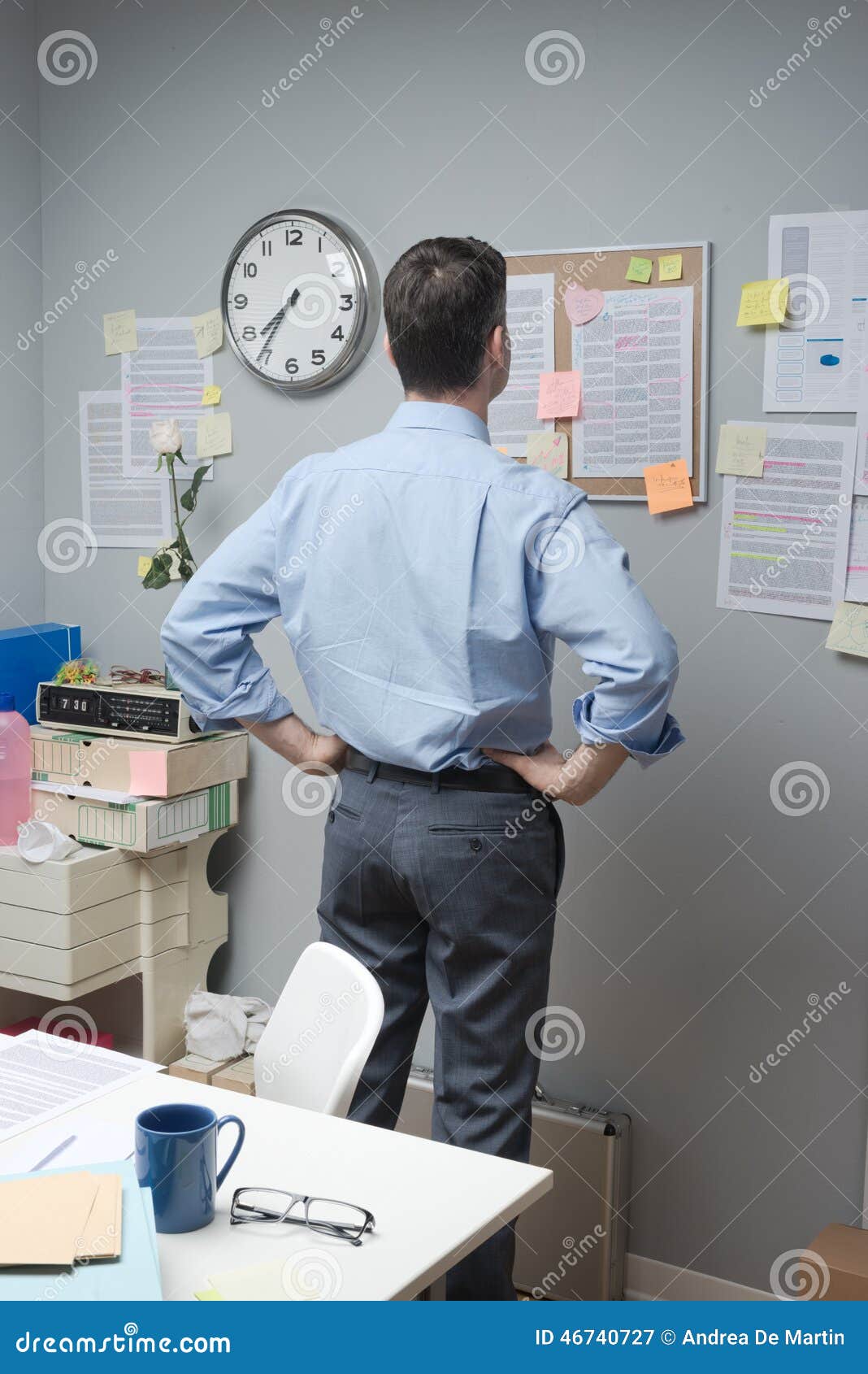 Office Worker Checking Notes Stock Image - Image of view, planning ...