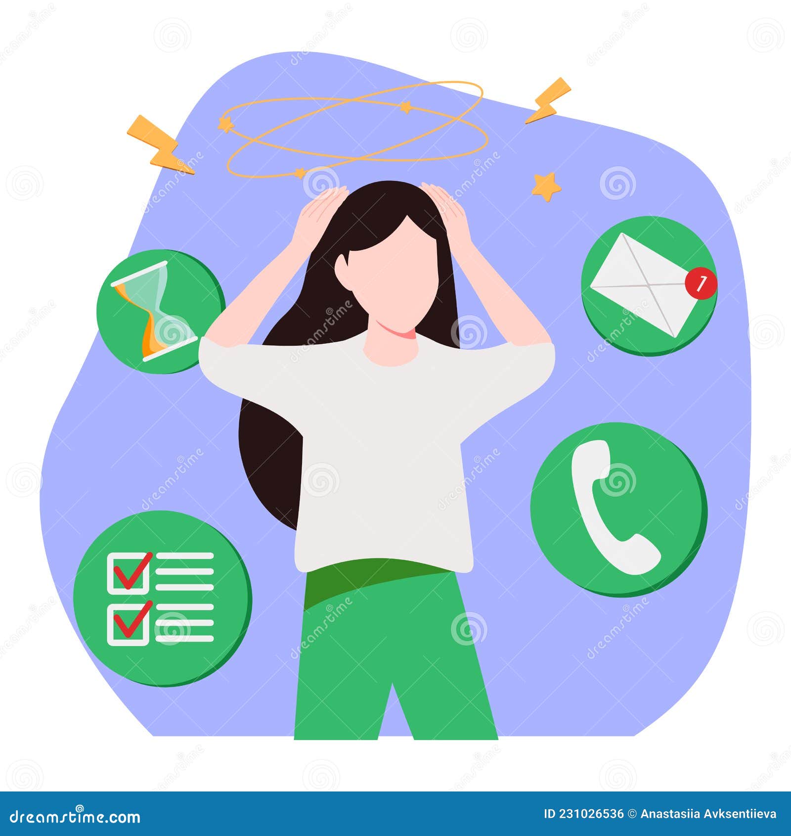 Office Worker or Clerk Stressed Out because of Workflow Cycle. Concept ...