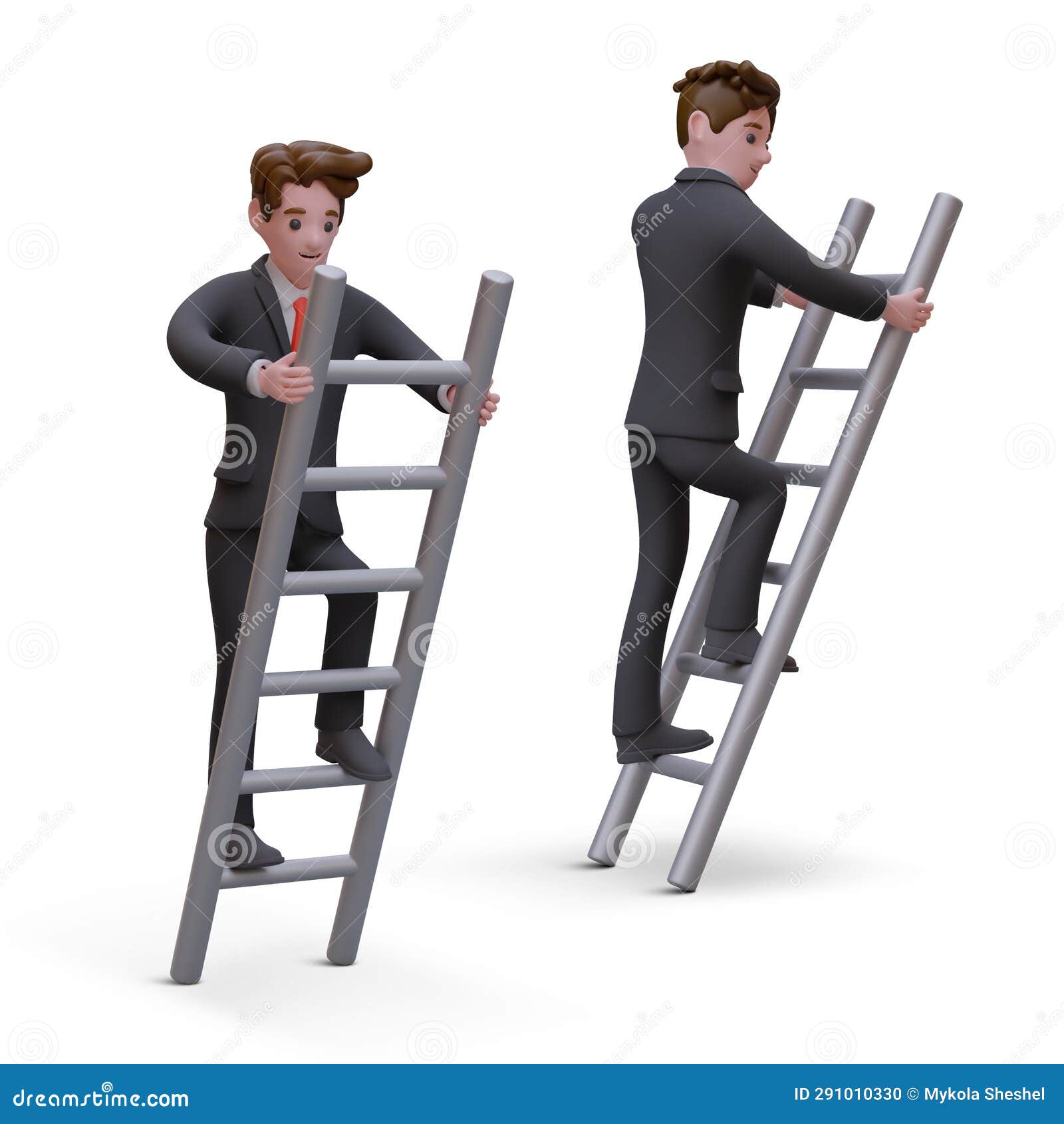 Office Worker Climbs Career Ladder. Transition To New Position Stock ...