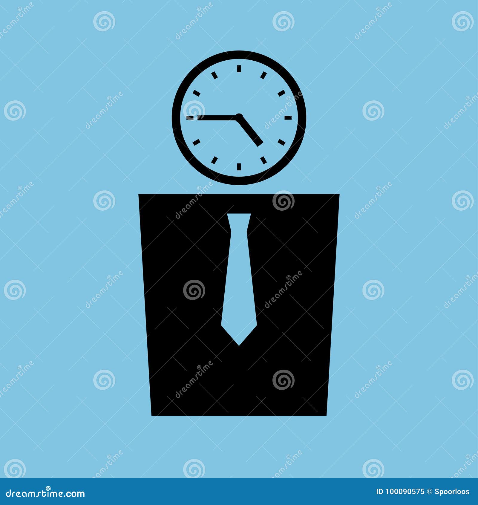 Office worker clock head stock vector. Illustration of flat - 100090575