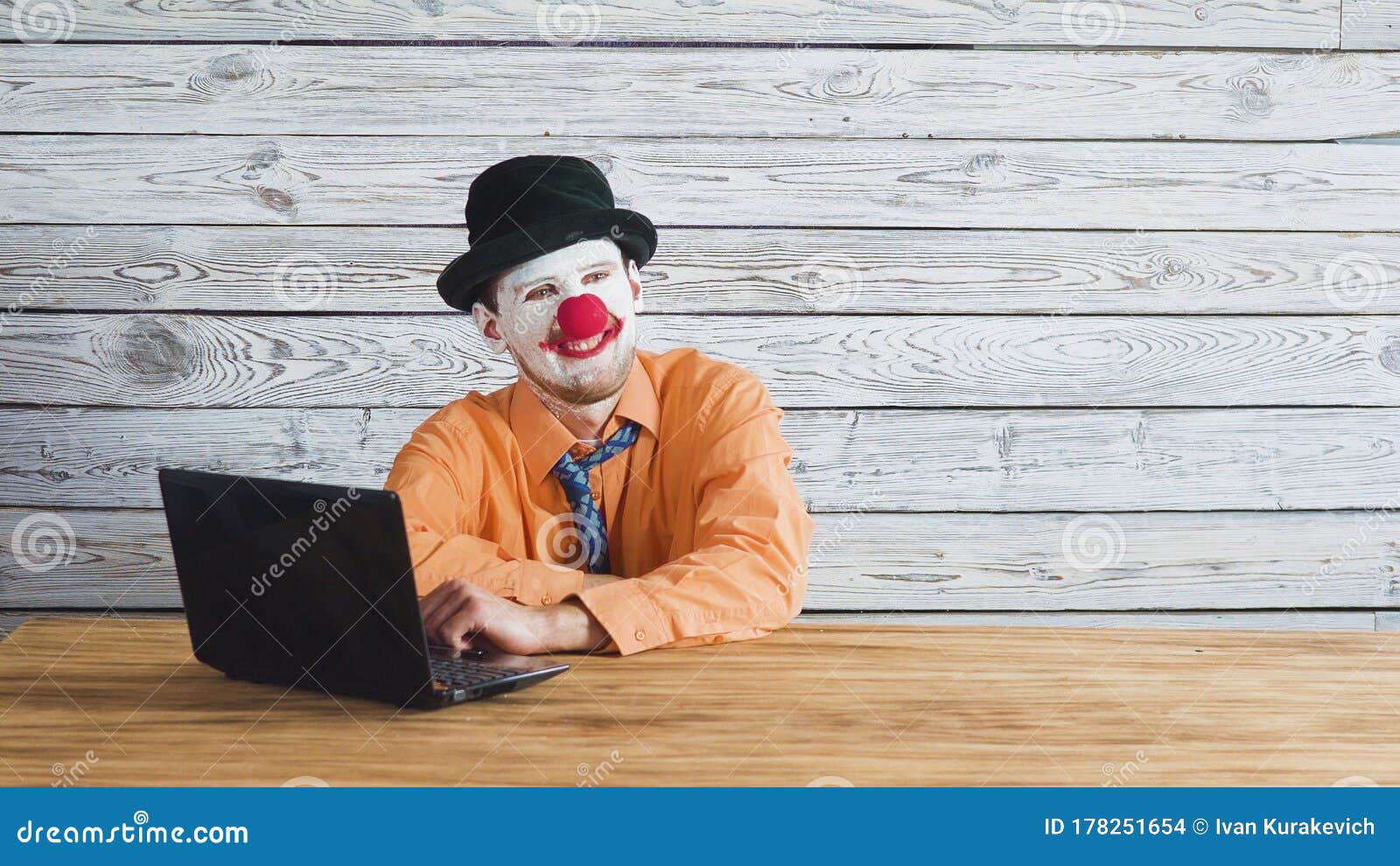 Office Worker Clown, Clown Concept at Work. Businessman at the Computer ...