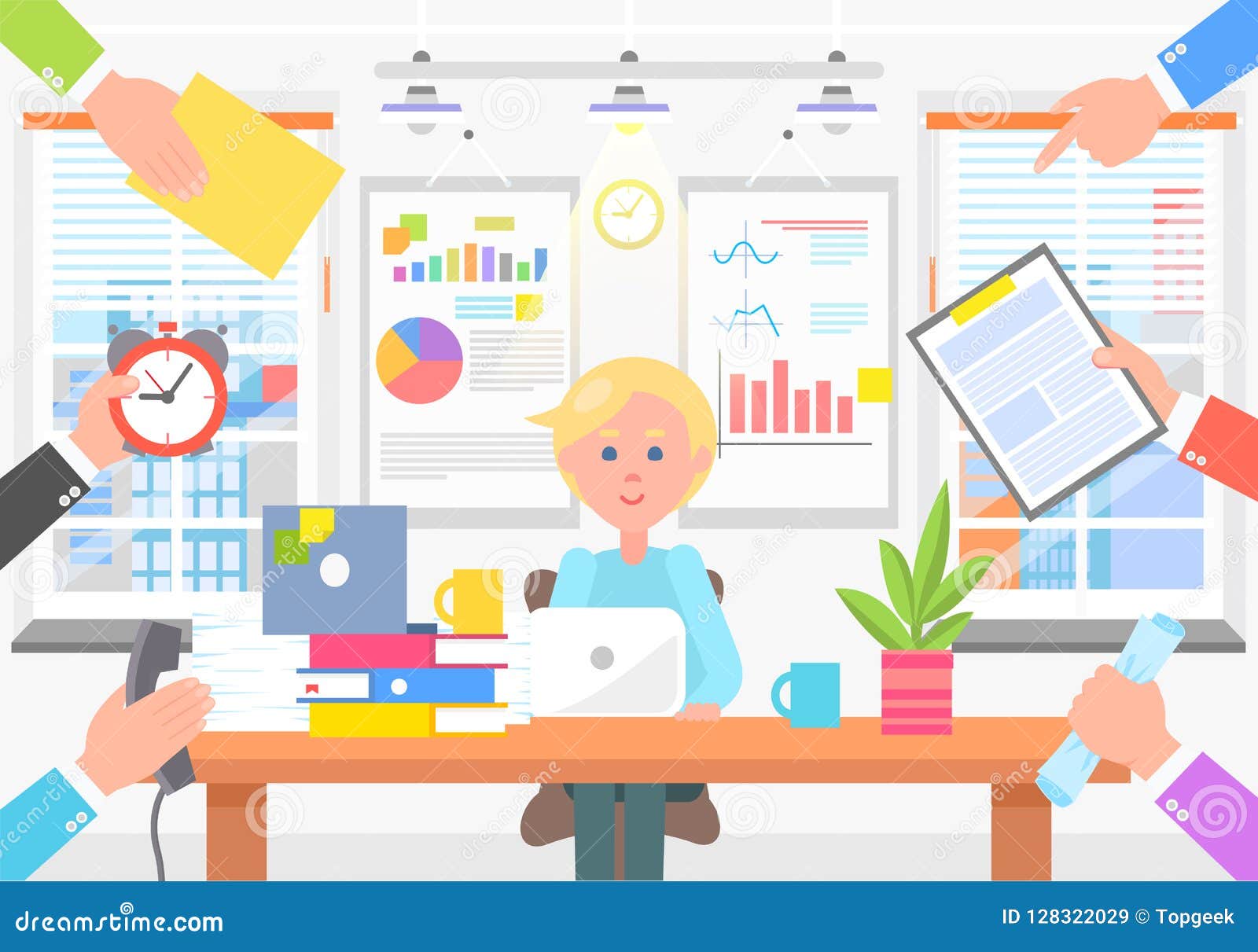 Employee Overloaded With Work Cartoon Vector Illustraiton ...